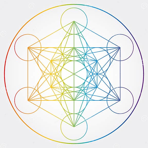 Metatron S Cube Illustration Rainbow Colors Sacred Geometry Symbol ...