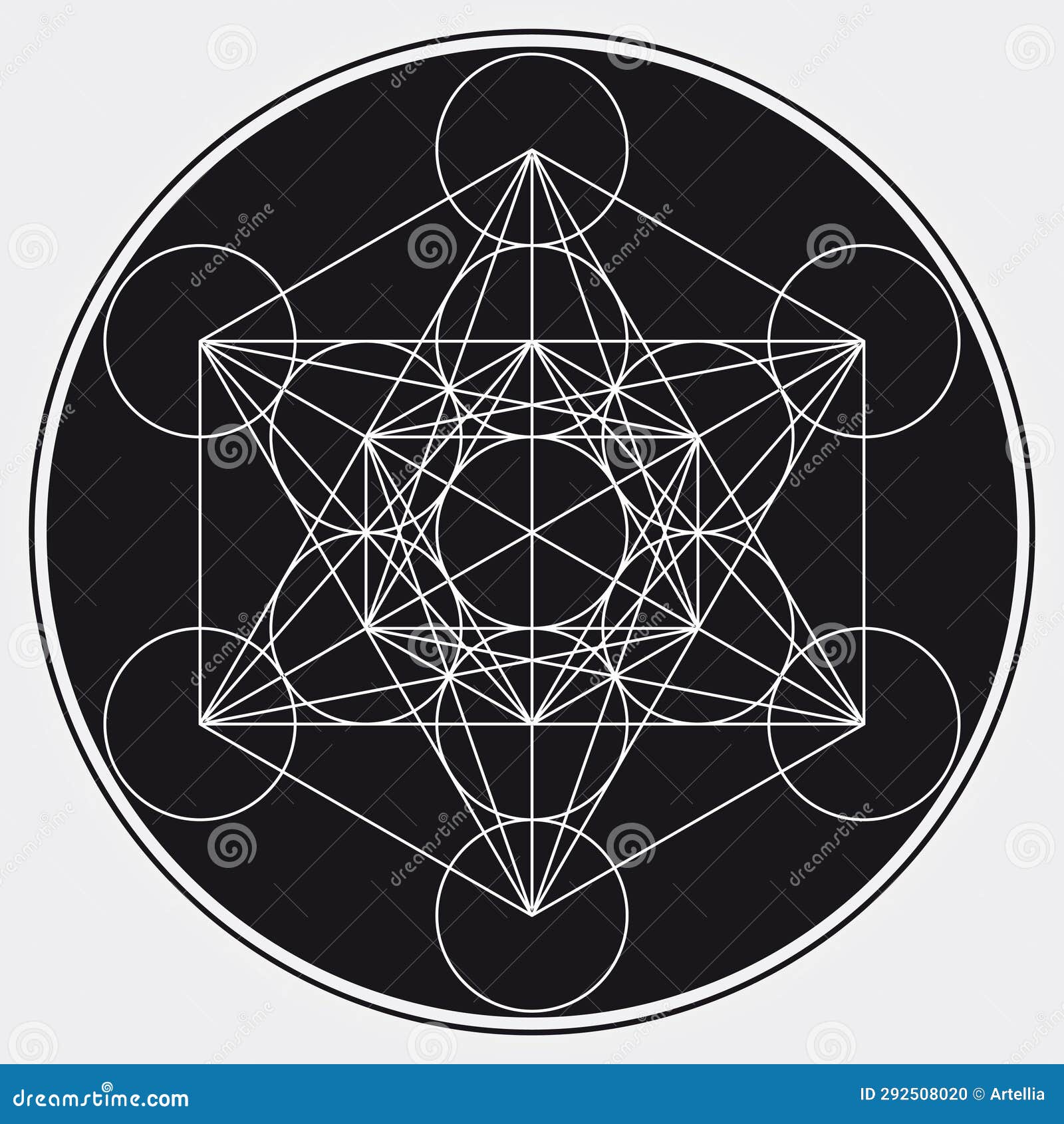 Metatron S Cube Illustration Black White Sacred Geometry Symbol Vector ...