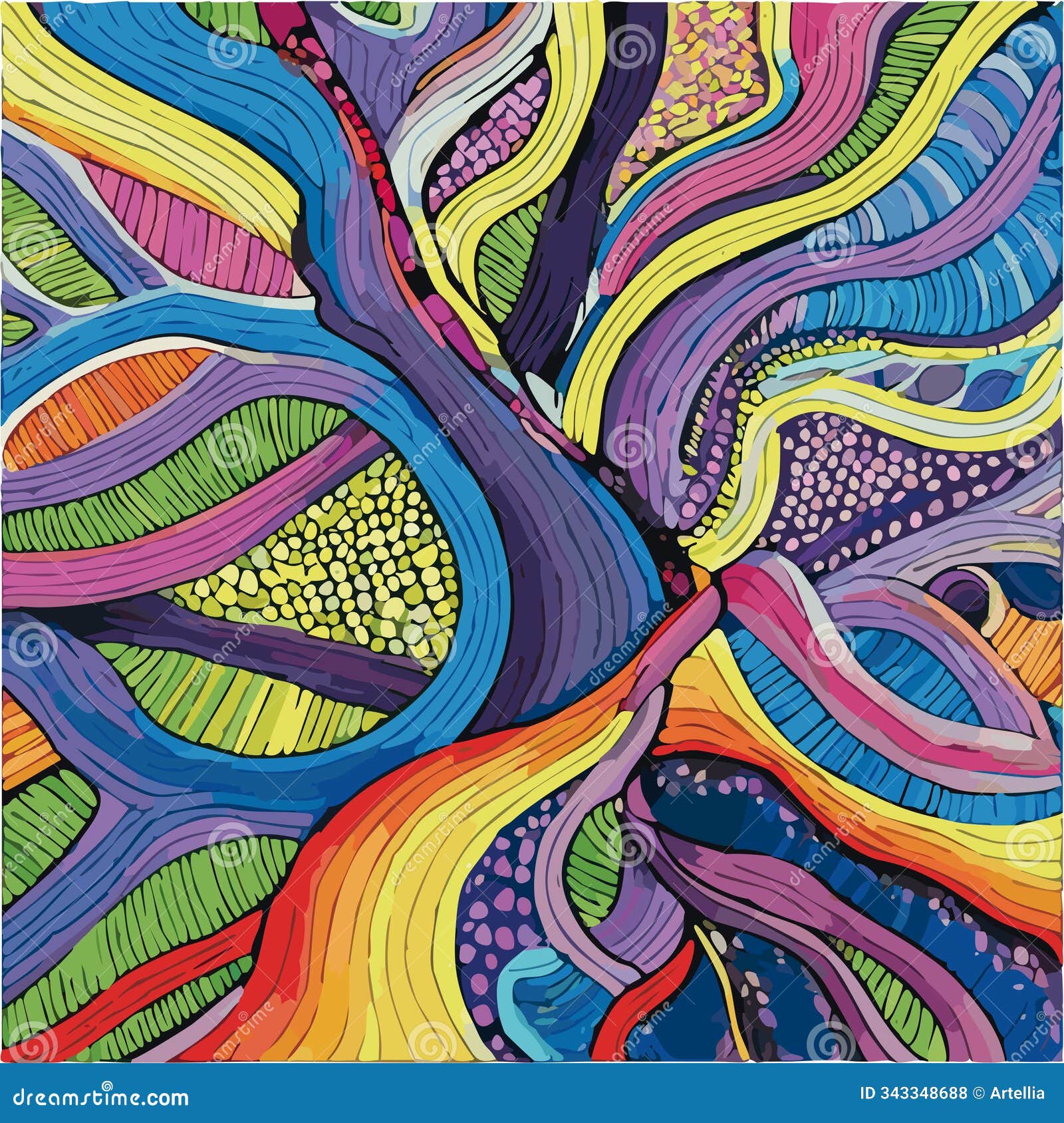 Neurographic Art Drawing Mindfulness Connection Neurons Illustration ...