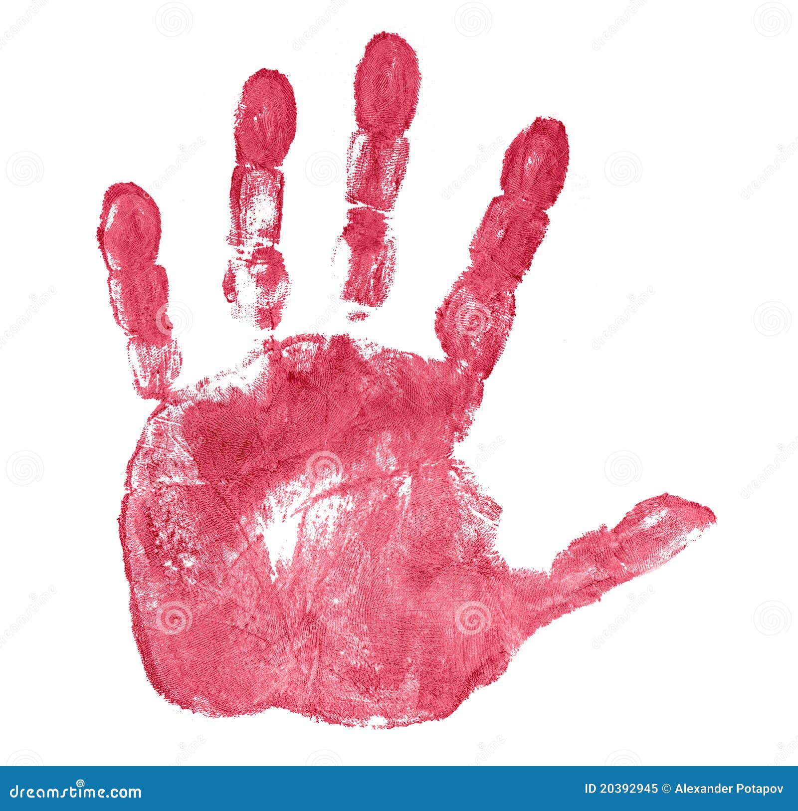 Impression Rouge De Main D'isolement Sur Le Blanc Image stock - Image ...