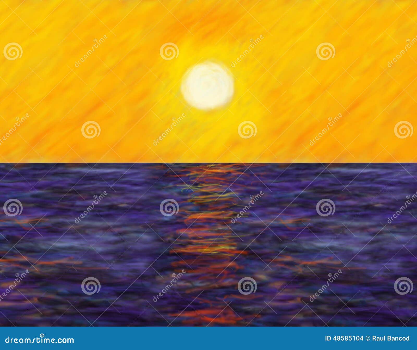 Impressionist Sunset stock illustration. Illustration of style - 48585104