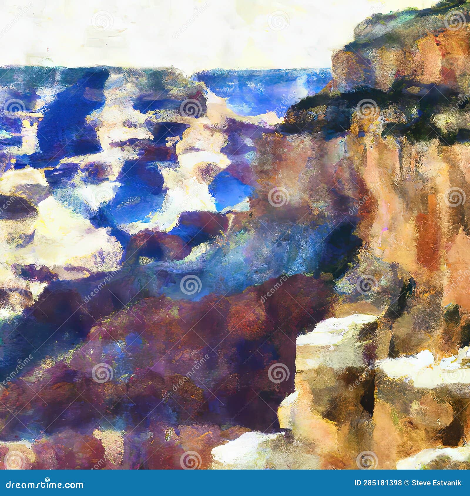 Impressionist View of the Grand Canyon Stock Illustration ...