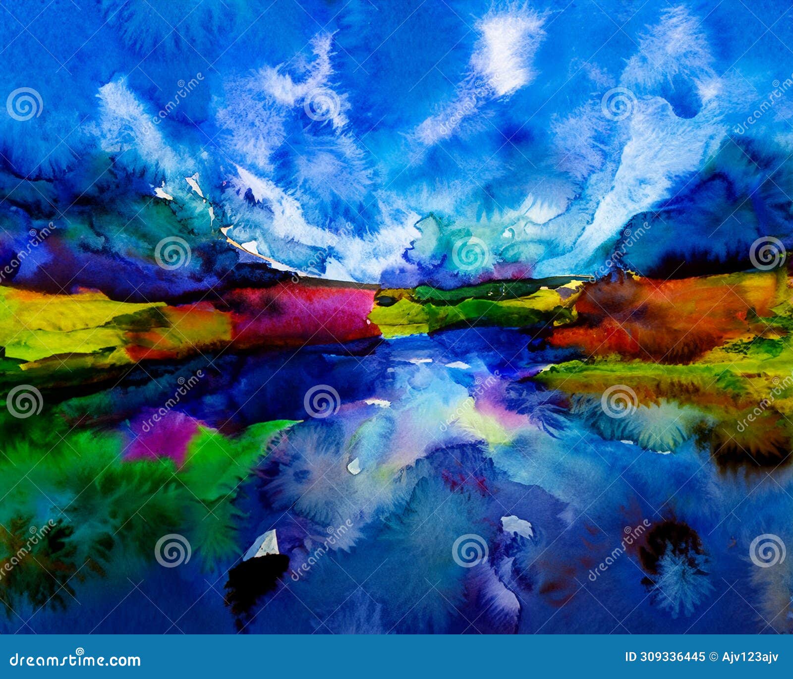 An Impressionist Watercolour Painting Style Image of a Landscape Stock ...