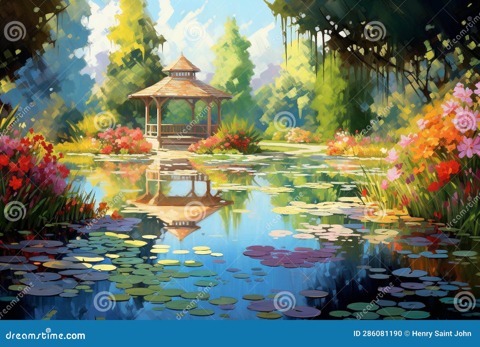 Impressionistic Capture of a Vibrant Botanical Garden Stock ...