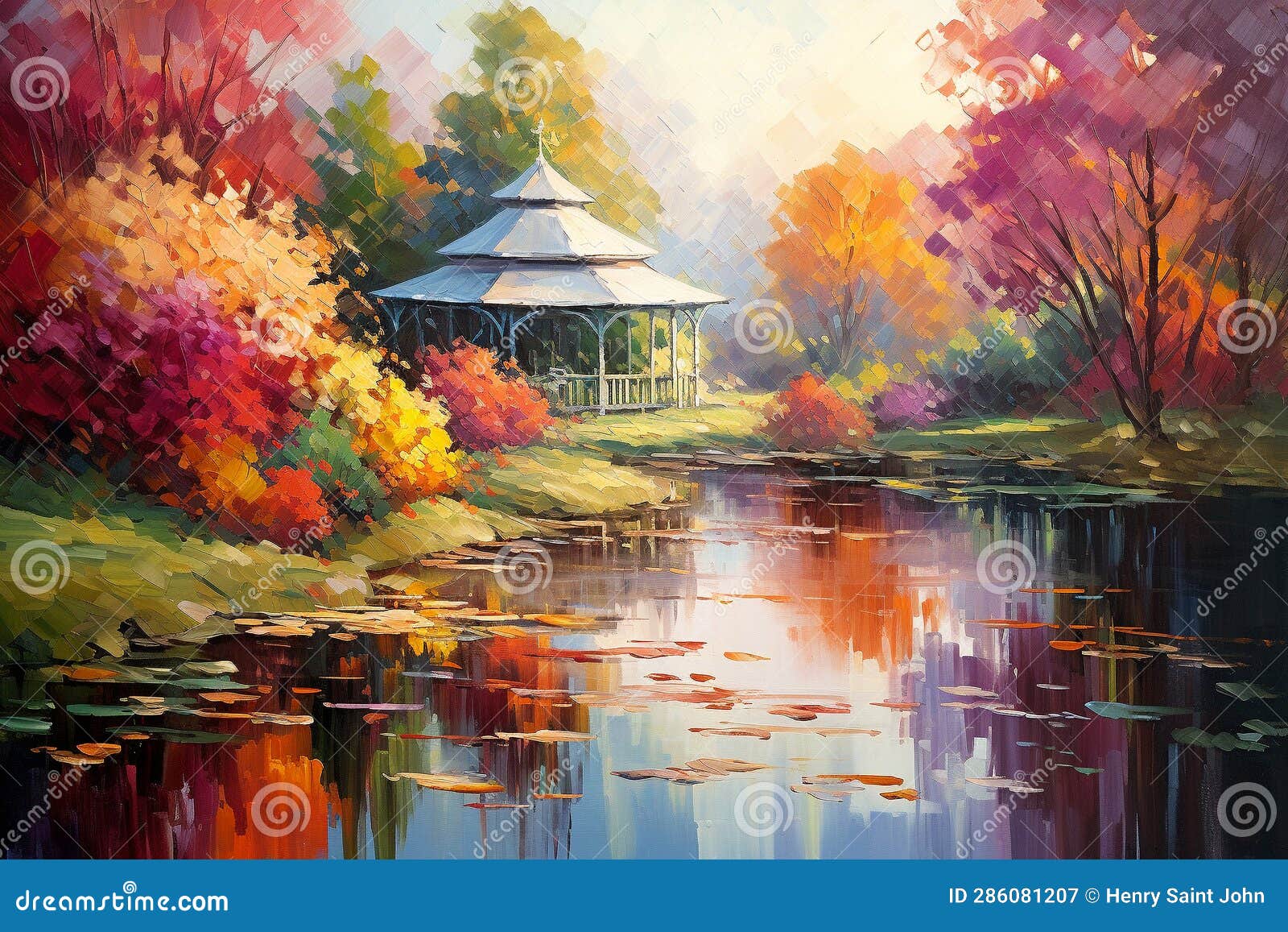 Impressionistic Capture of a Vibrant Botanical Garden Stock ...