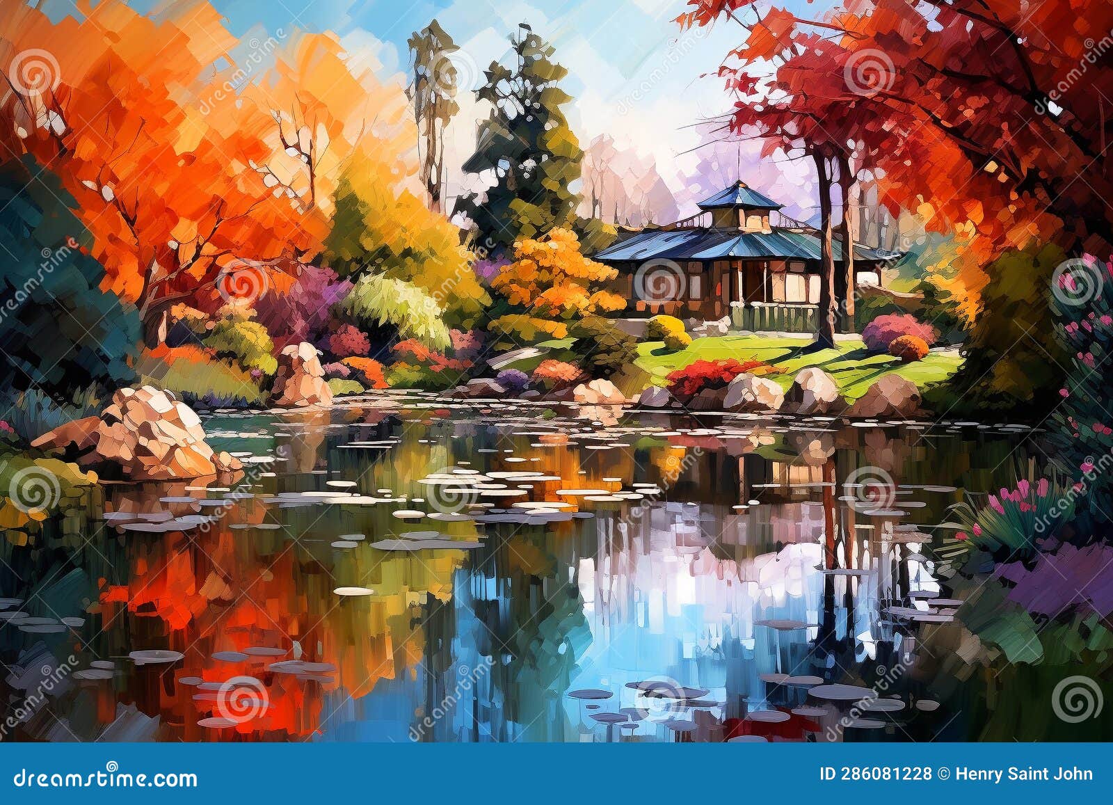 Impressionistic Capture of a Vibrant Botanical Garden Stock ...