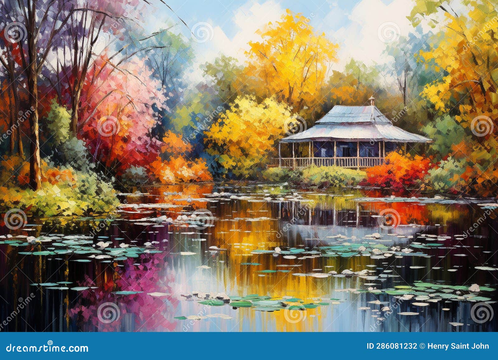 Impressionistic Capture of a Vibrant Botanical Garden Stock ...