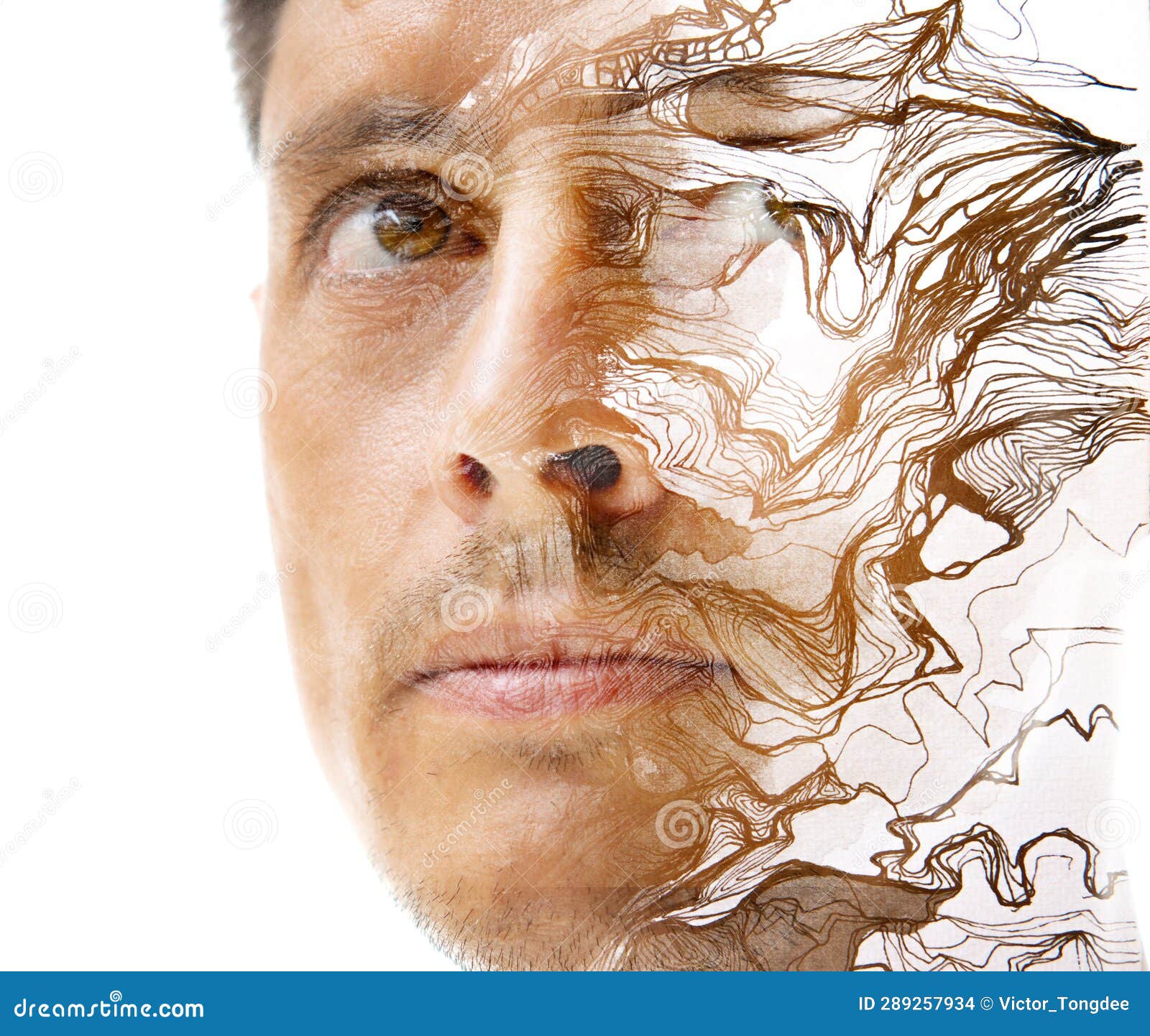 The Impressionistic Portrait from a Man Merges into the White ...