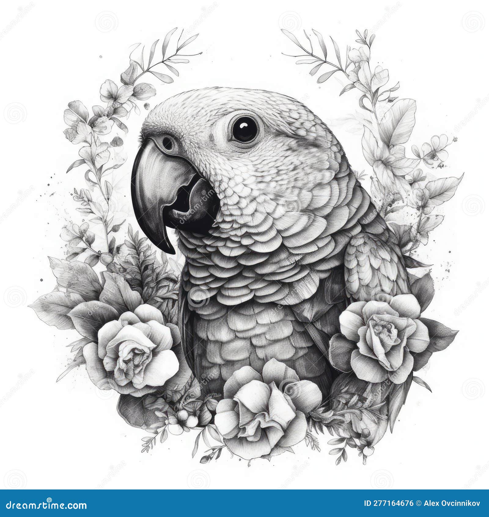 Impressionistic Realistic Blackwork Style Of A Cute Monkey On White ...