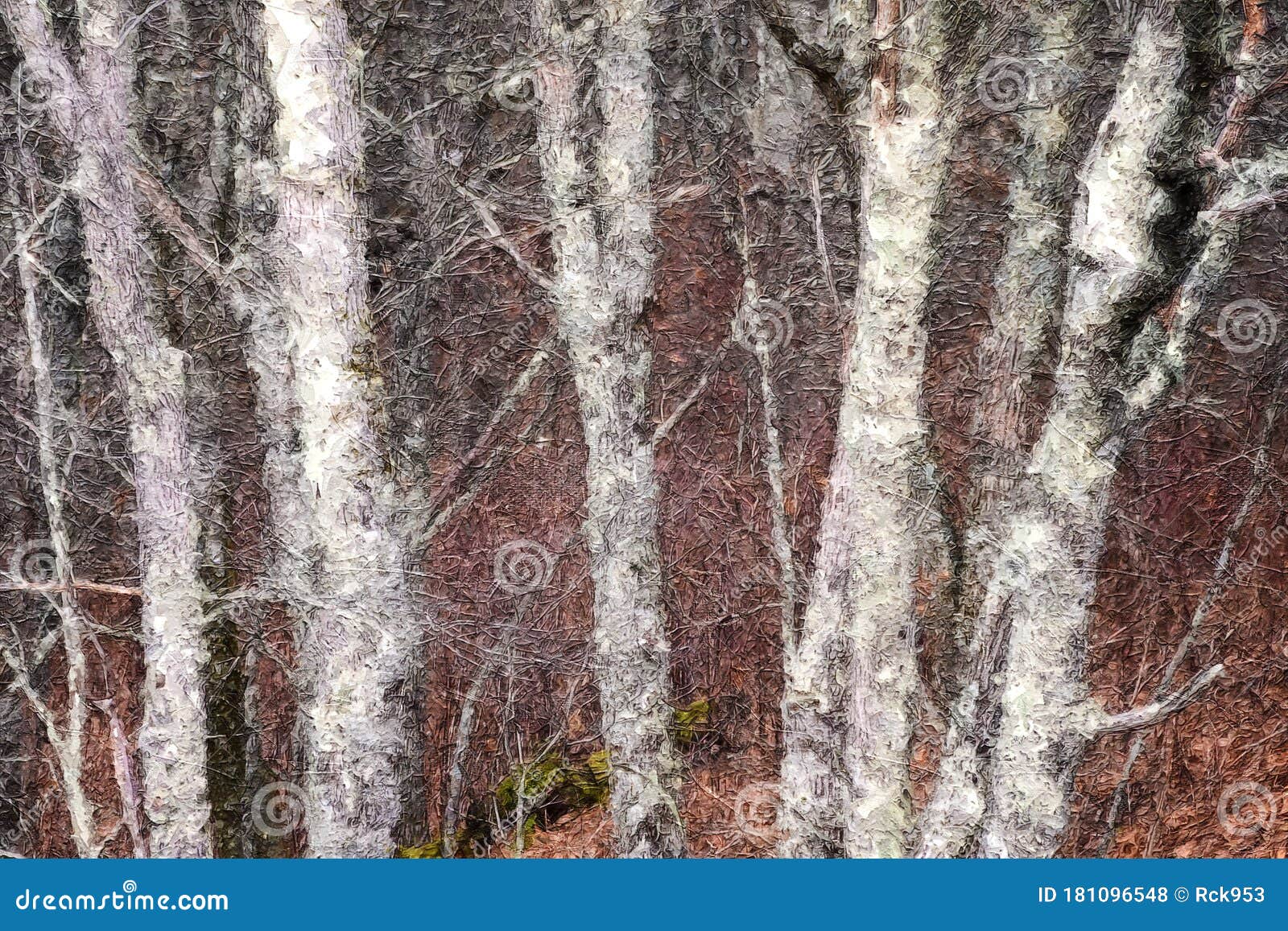 Impressionistic Style Artwork of Lichen Covered Forest As If Existing ...