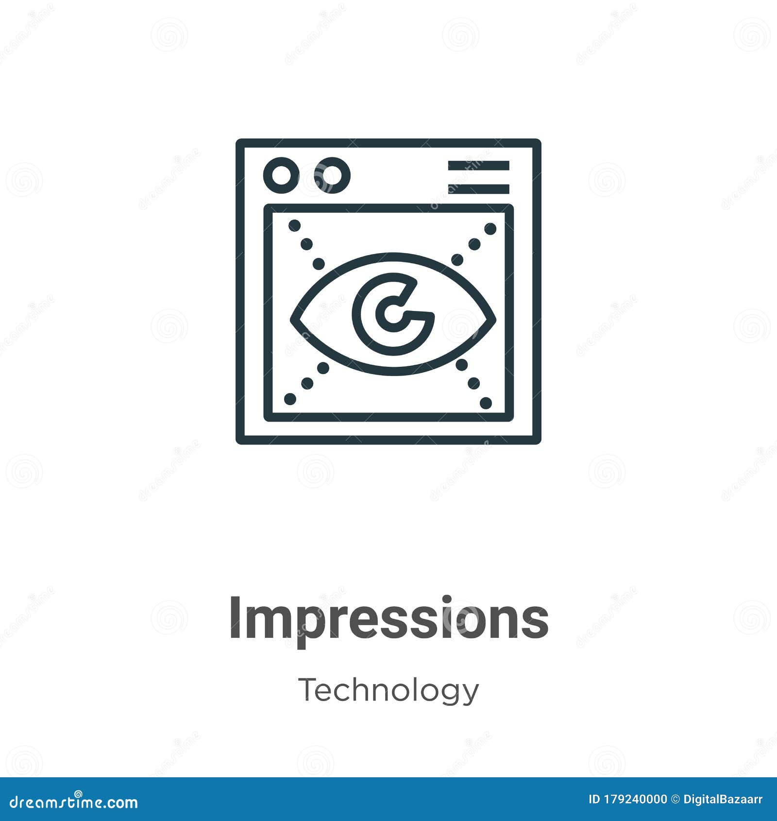 Impressions Outline Vector Icon. Thin Line Black Impressions Icon, Flat ...