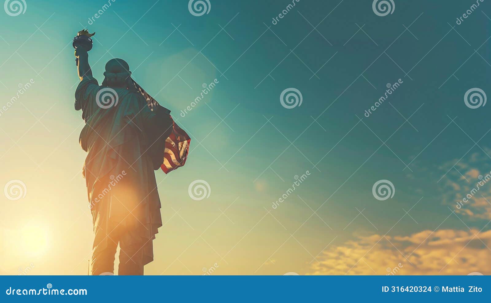An Impressive American Statue Seen from Below Stock Photo - Image of ...