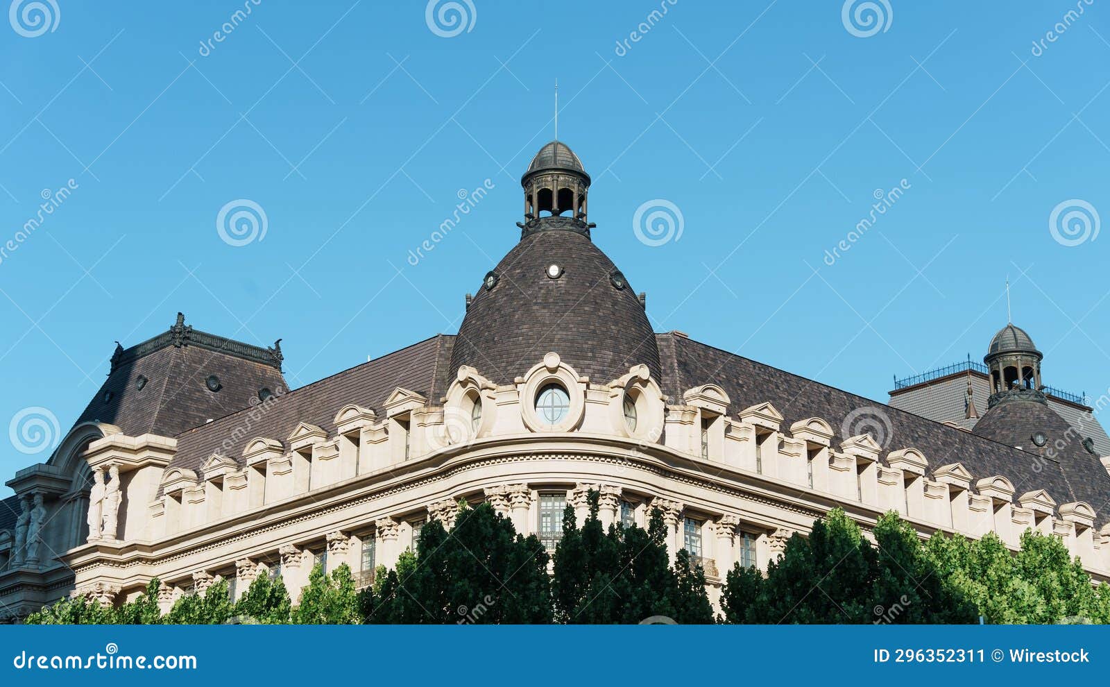 A Large Building with a Clock is Shown on the Top Stock Image - Image ...