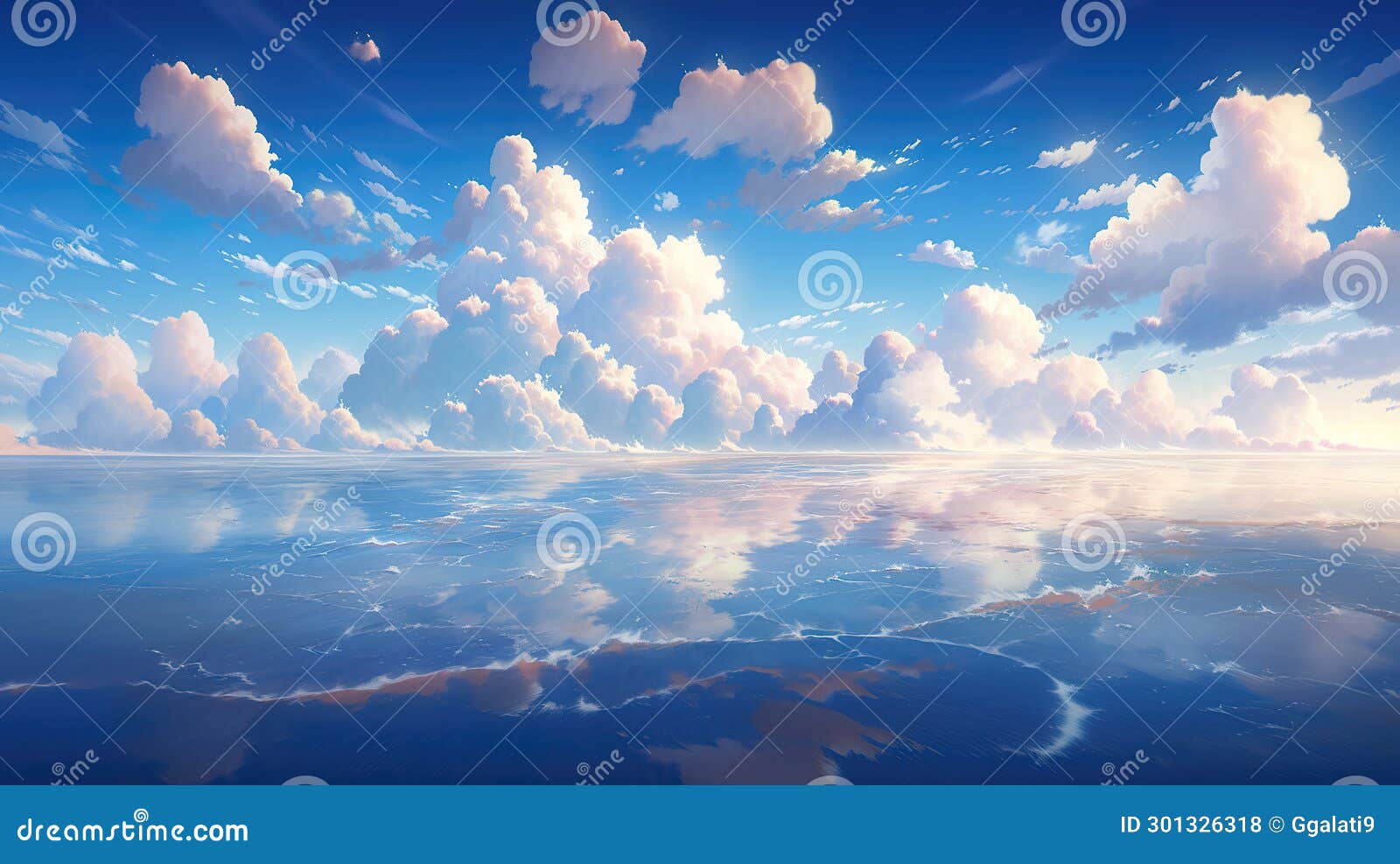 Impressive Clouds Wallpaper Artwork, Ocean Reflection Stock Illustration - Illustration of light ...