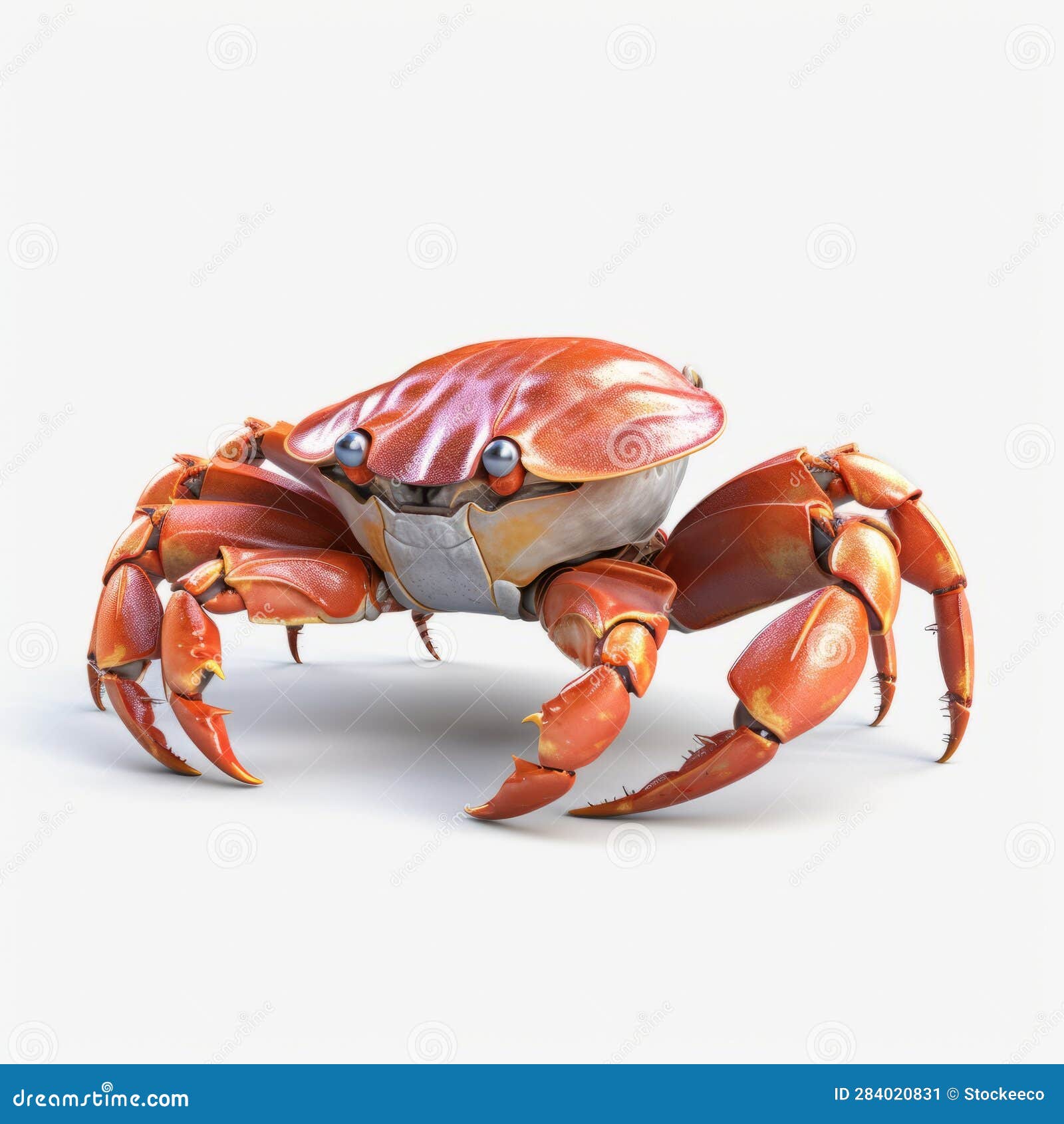 Impressive 3d Red Crab with Long Claws on White Background Stock ...