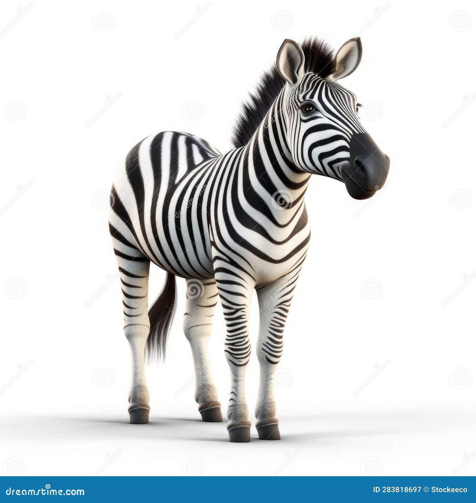 Impressive 3d Zebra Image in Pixar Style on White Background Stock ...