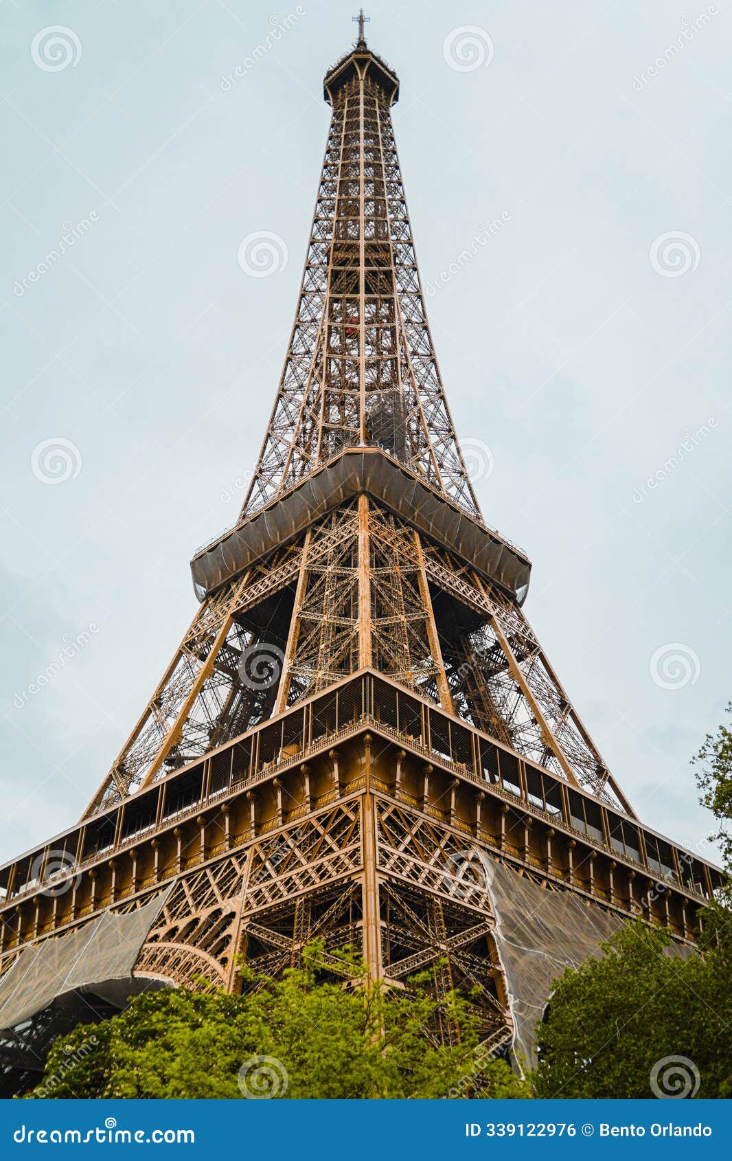 Impressive Diagonal Perspective of the Eiffel Tower in Paris France ...