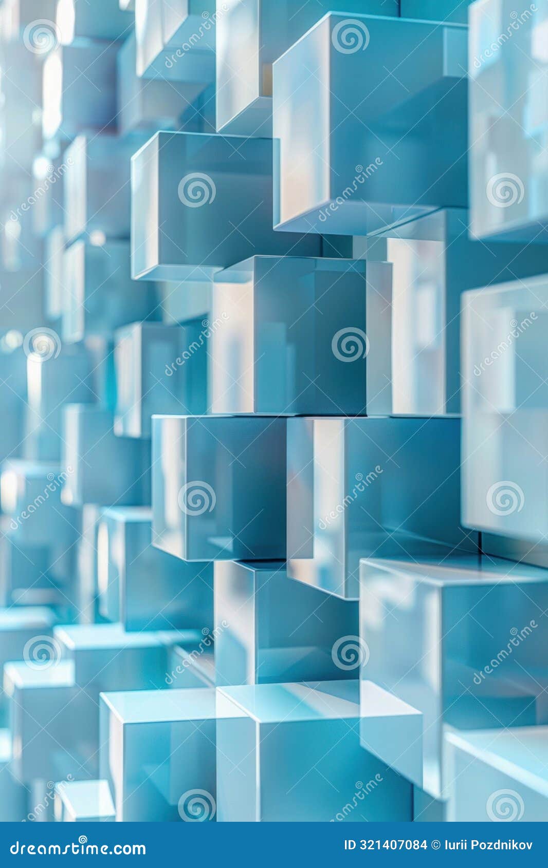 The Impressive Display of Blue Rectangular Cubes Beneath a Bright Azure ...