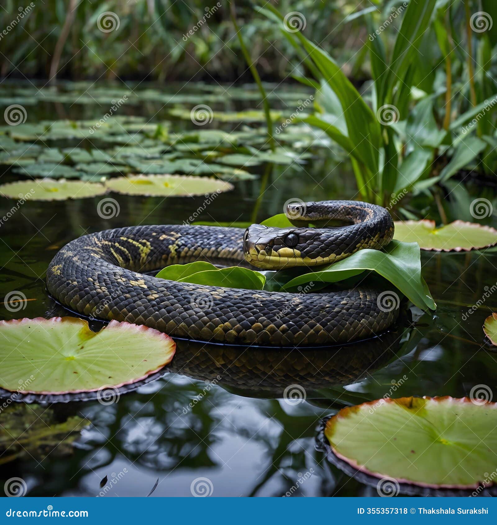 Indian Krait In The Wild Among Diverse Plants And Small Animals In Its ...