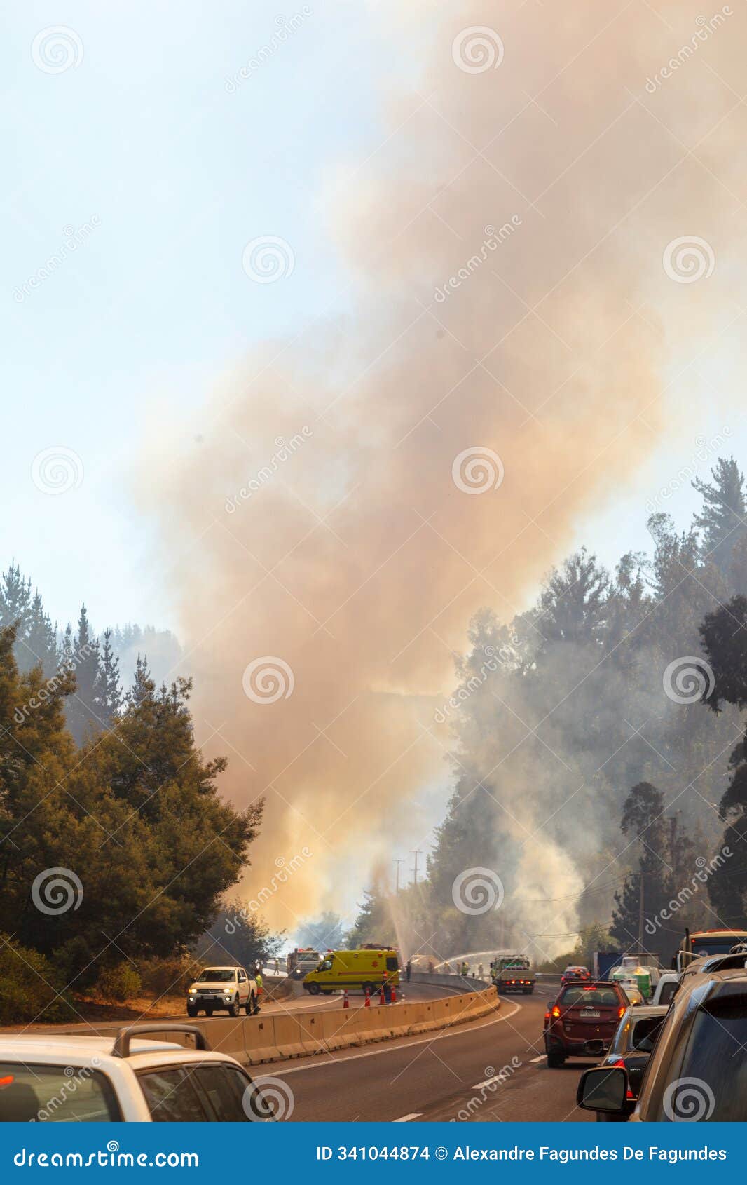 Impressive Forest Fire on the Road To Valparaiso, Chile Editorial Stock ...
