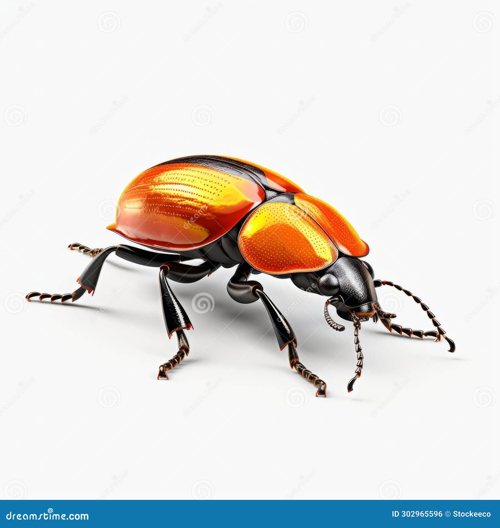 Impressive Hyper-realistic Maya Rendered Orange Beetle on White Surface ...