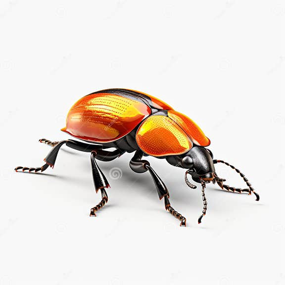 Impressive Hyper-realistic Maya Rendered Orange Beetle on White Surface ...