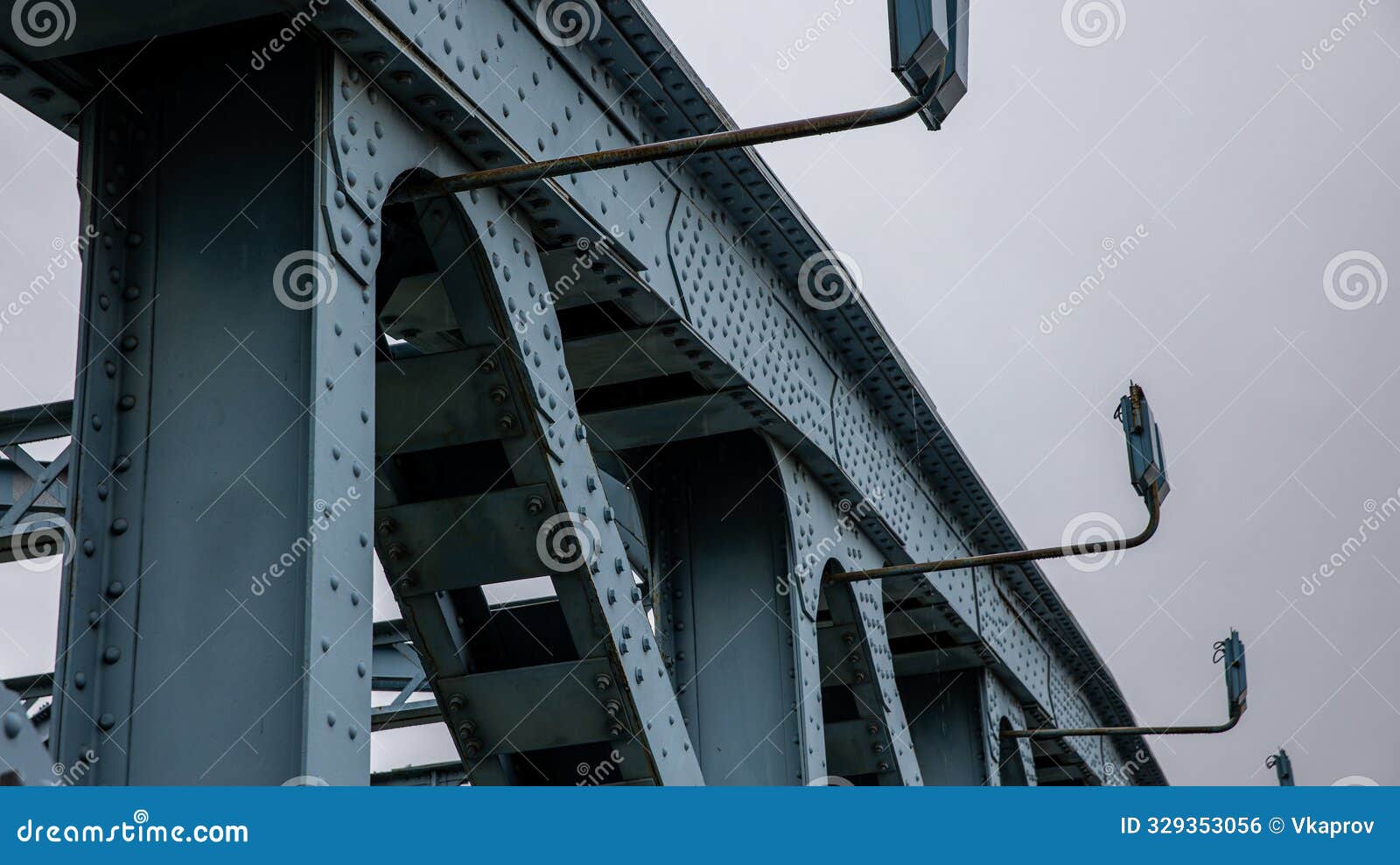 An Impressive Industrial Blue Bridge Structure Featuring a Detailed ...