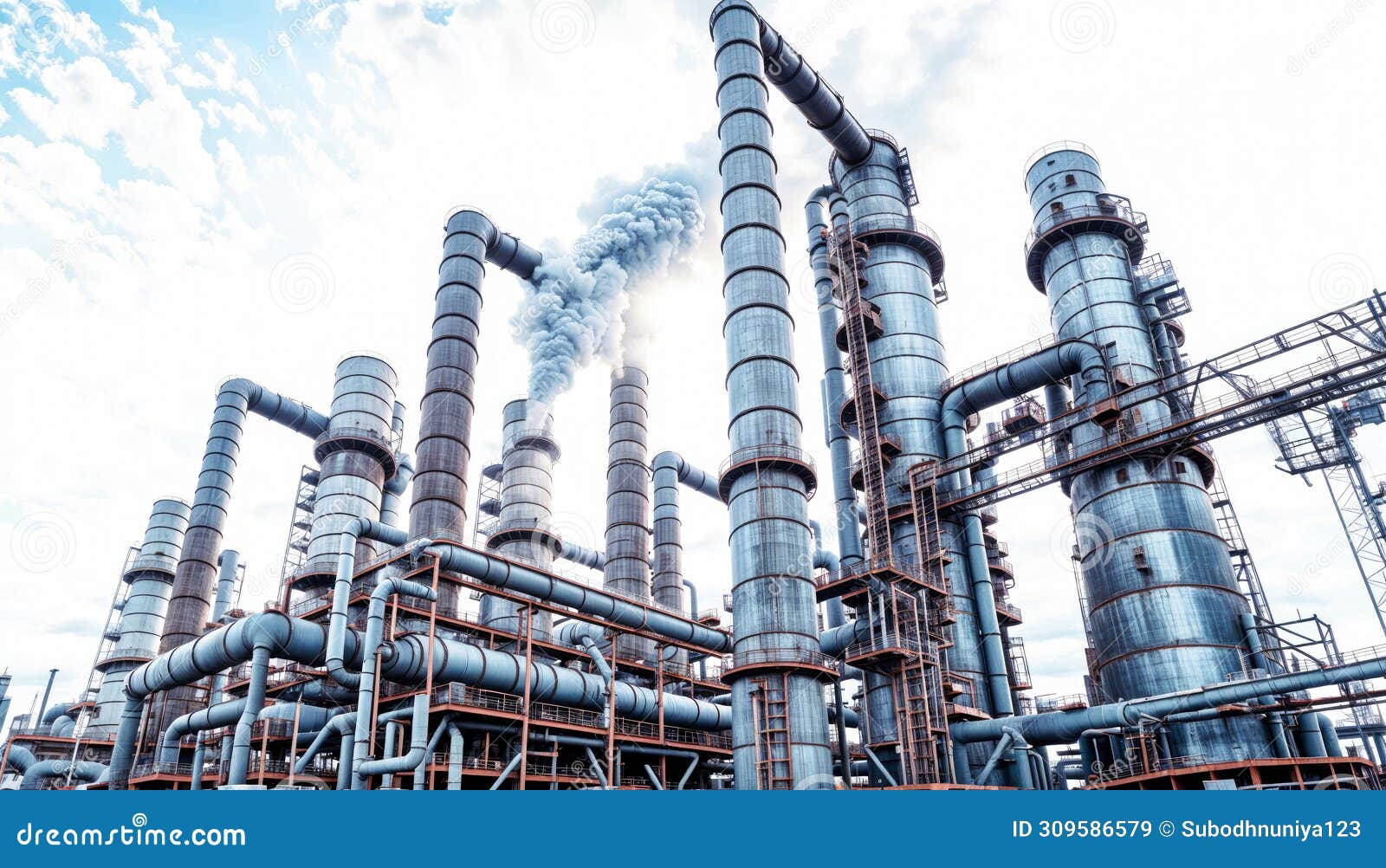 Large Industrial Plant with Many Pipes and Towers Stock Illustration ...