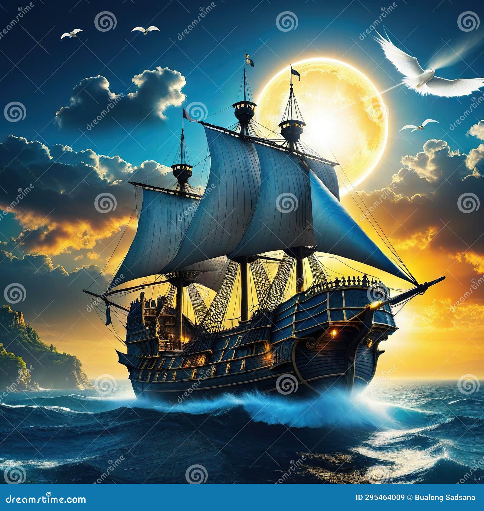 An Impressive a Medieval Ship at Technology Stock Illustration ...