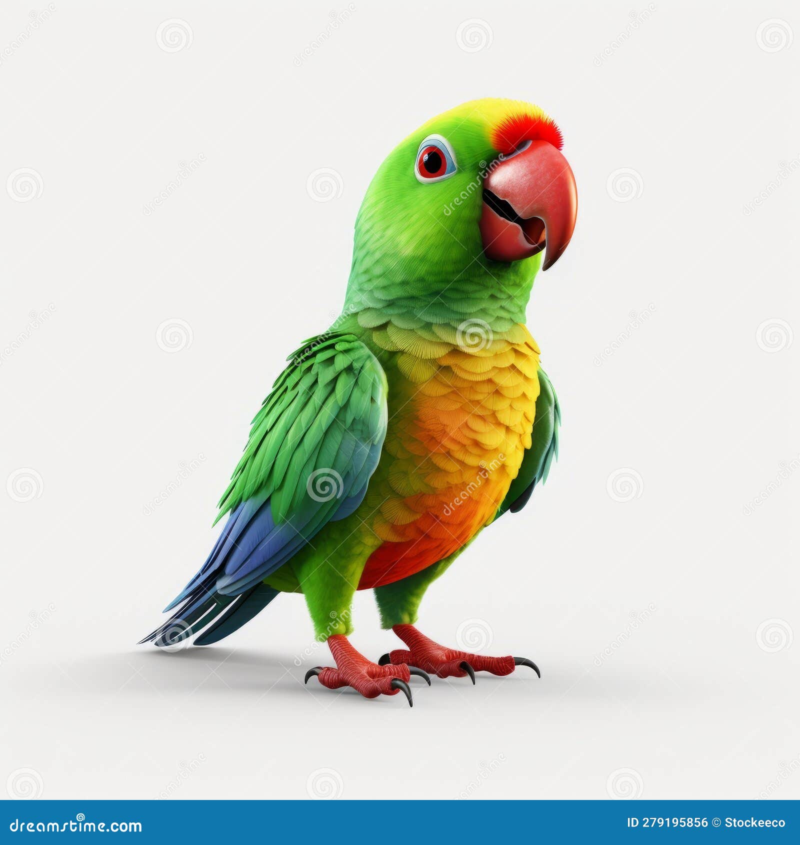 Realistic Pixar-style Parrot on White Background in 8k Uhd Stock ...