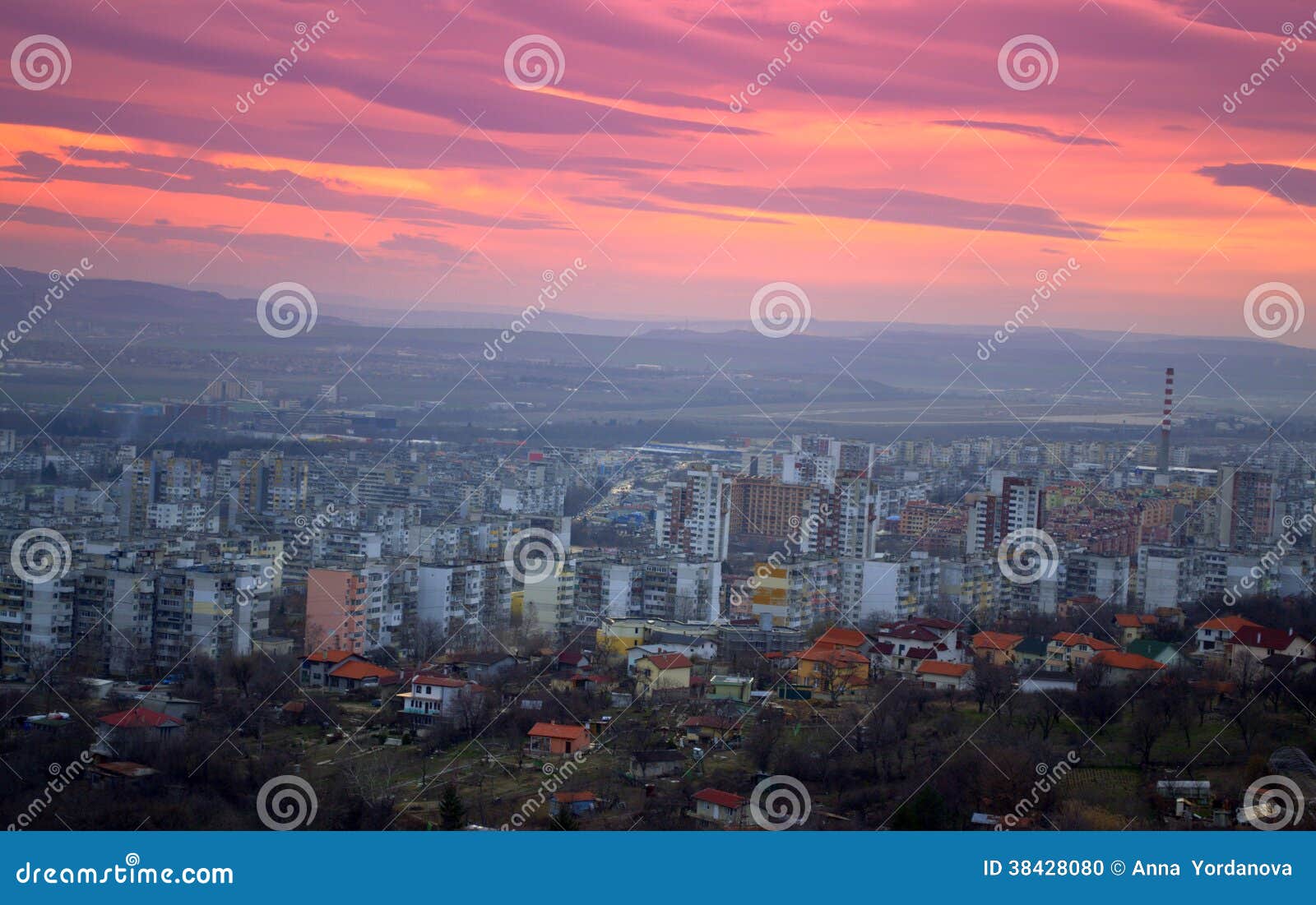 Impressive Patches-like Clouds and City Scenic View Stock Photo - Image ...