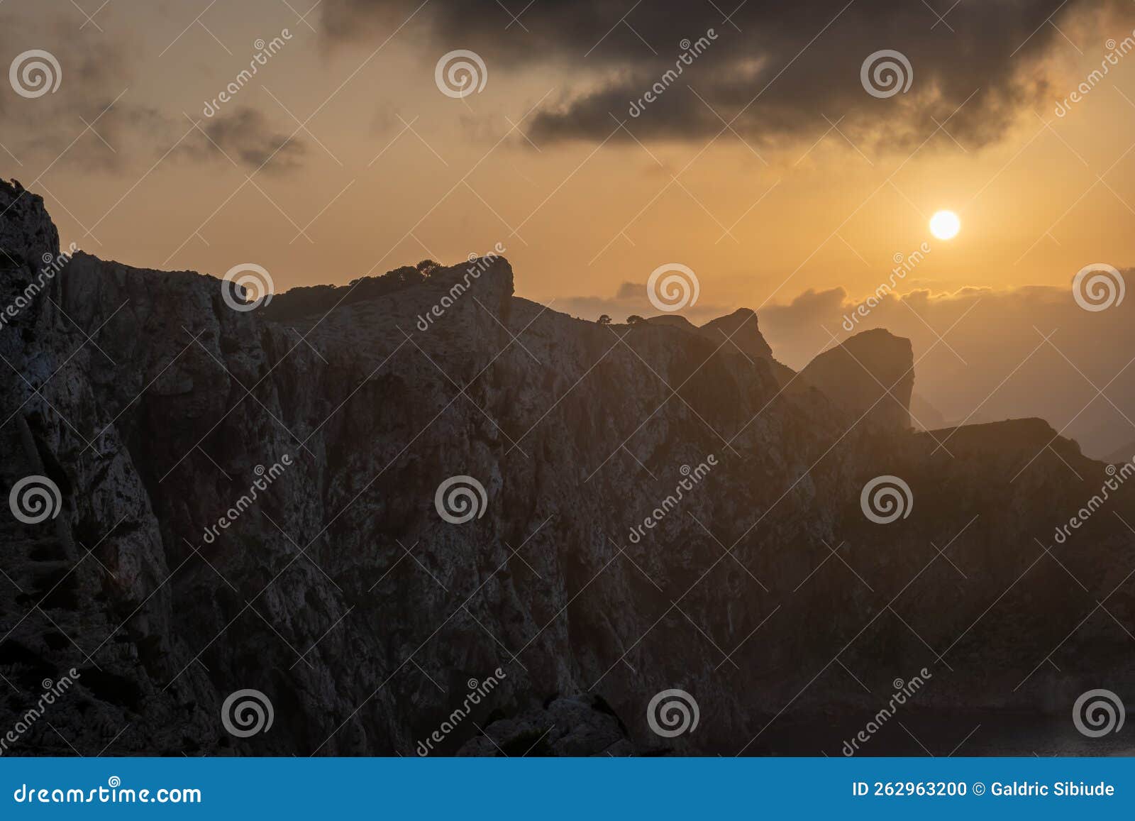 Impressive Perspective of Crest with Sunset Lighting in Mallorca Stock ...