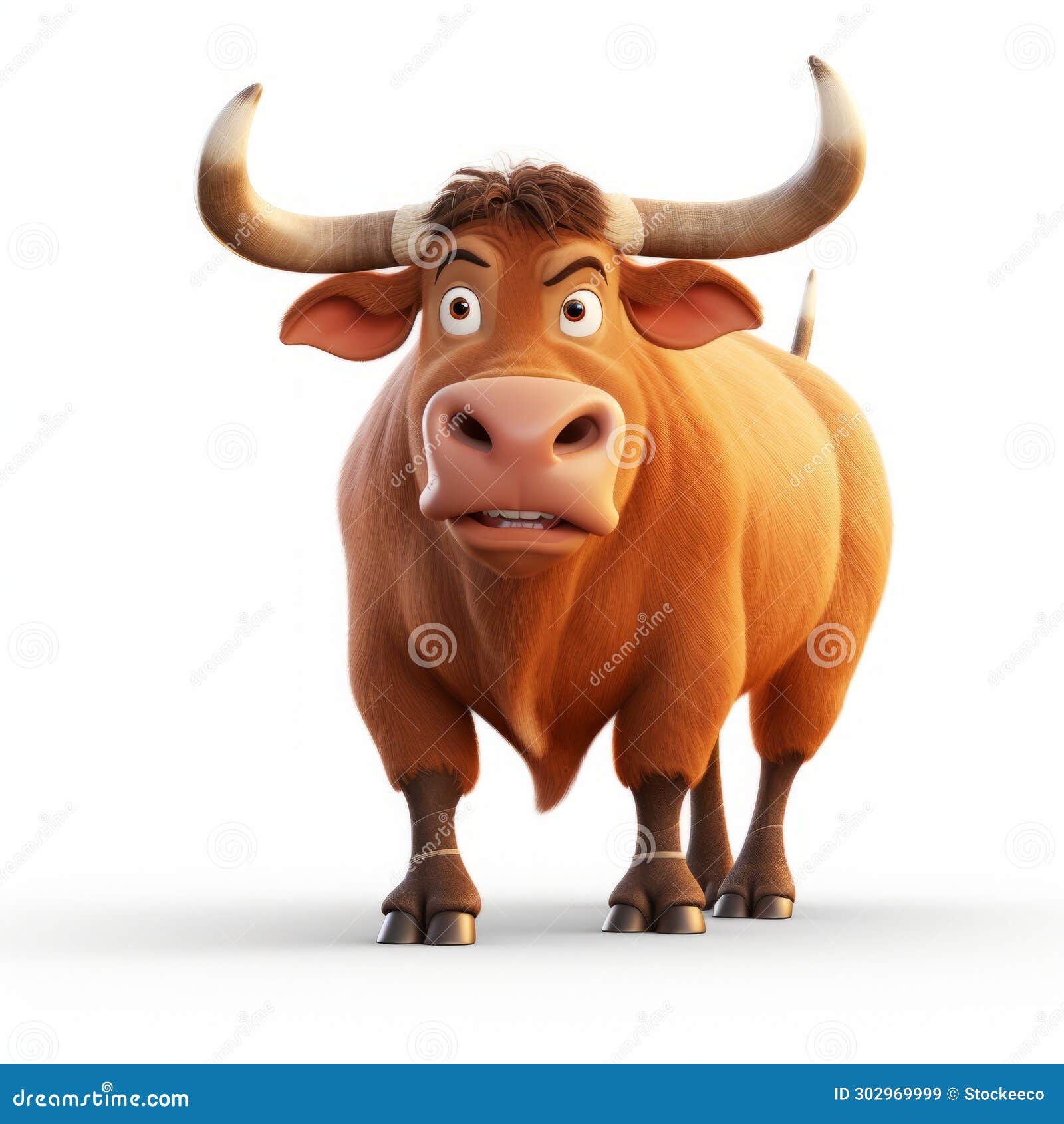 Impressive Pixar-style Bull on White Background in Ultra Hd Stock ...