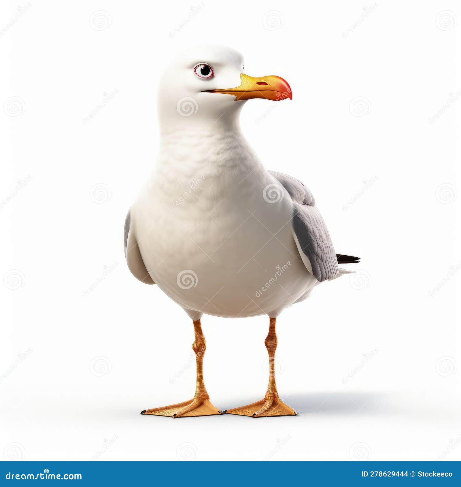 Realistic Seagull in Pixar Style on White Background in 8k Uhd Stock ...
