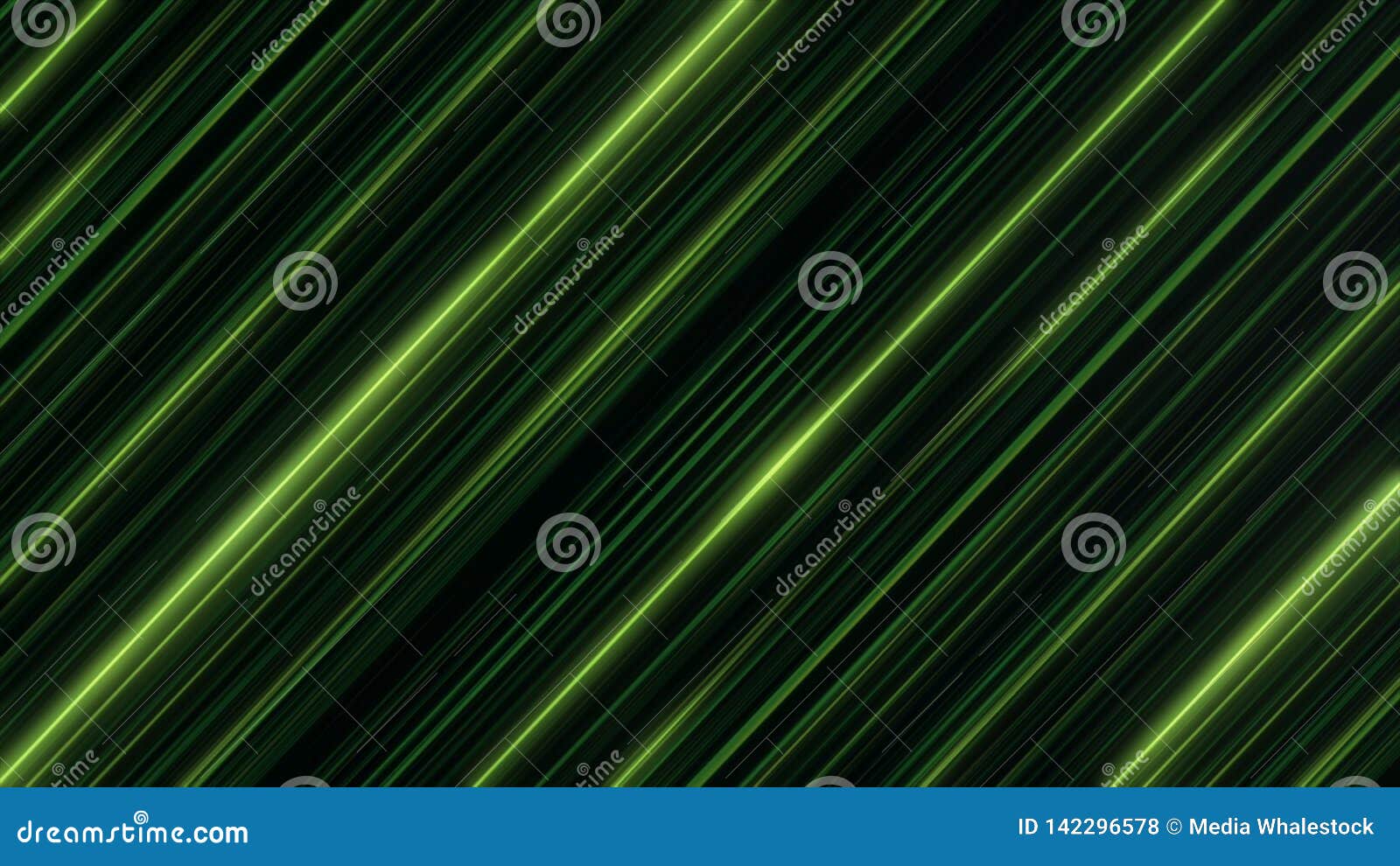 Impressive Straight Green Lines Shining on the Black Background and ...