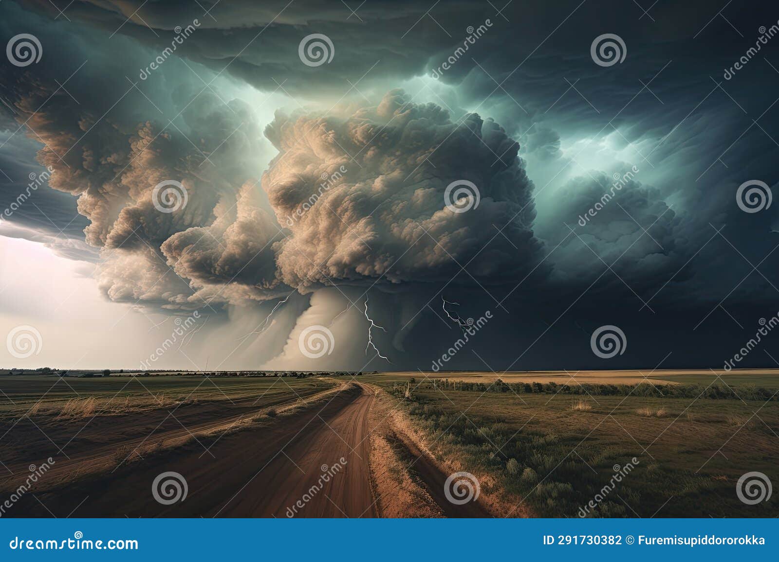 Impressive Thunderstorm on the Horizon Stock Illustration ...