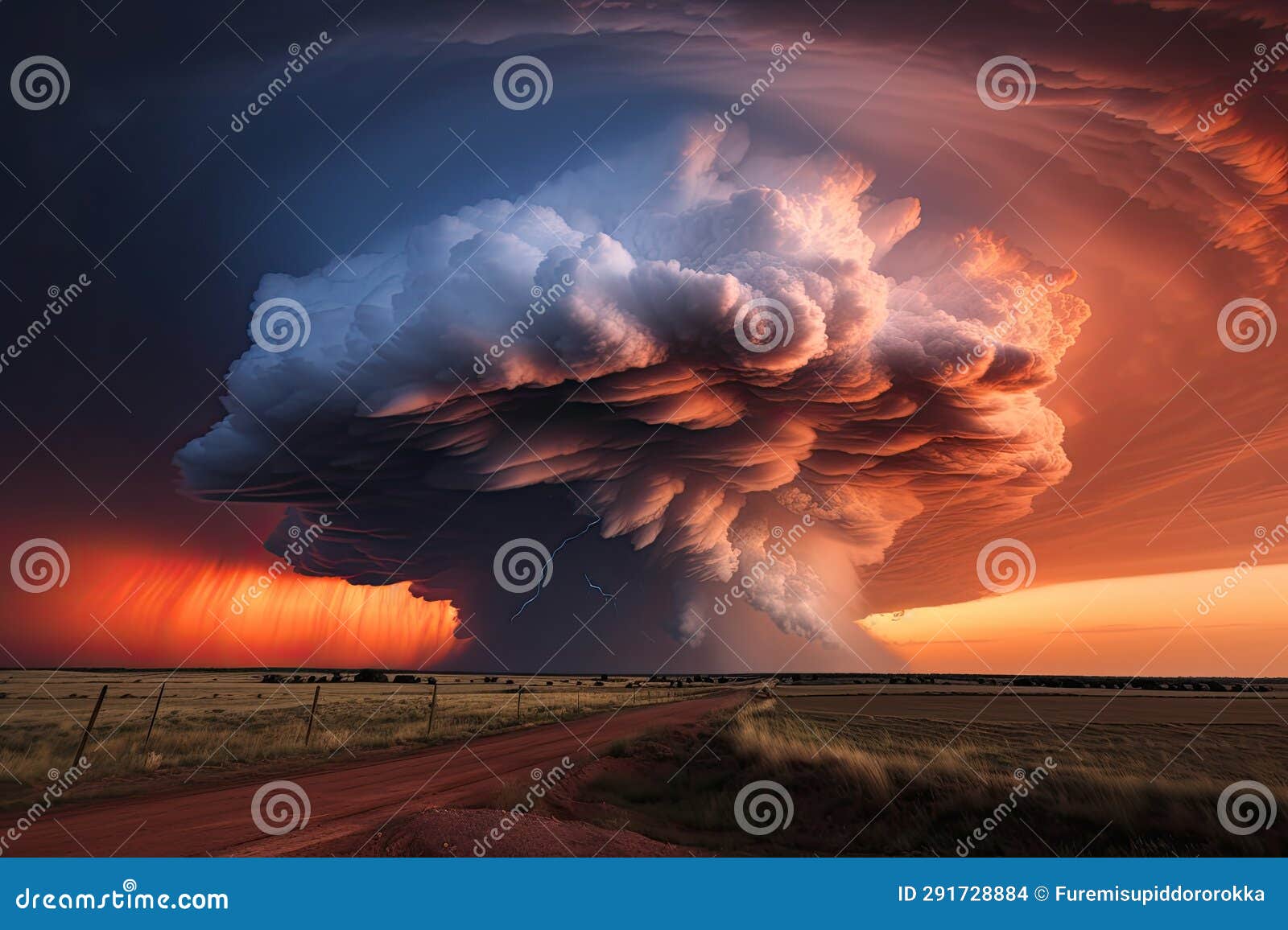 Impressive Thunderstorm on the Horizon Stock Illustration ...