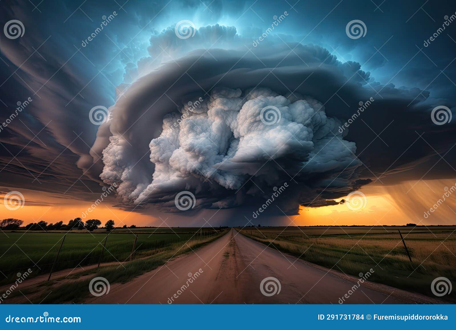 Impressive Thunderstorm on the Horizon Stock Illustration ...