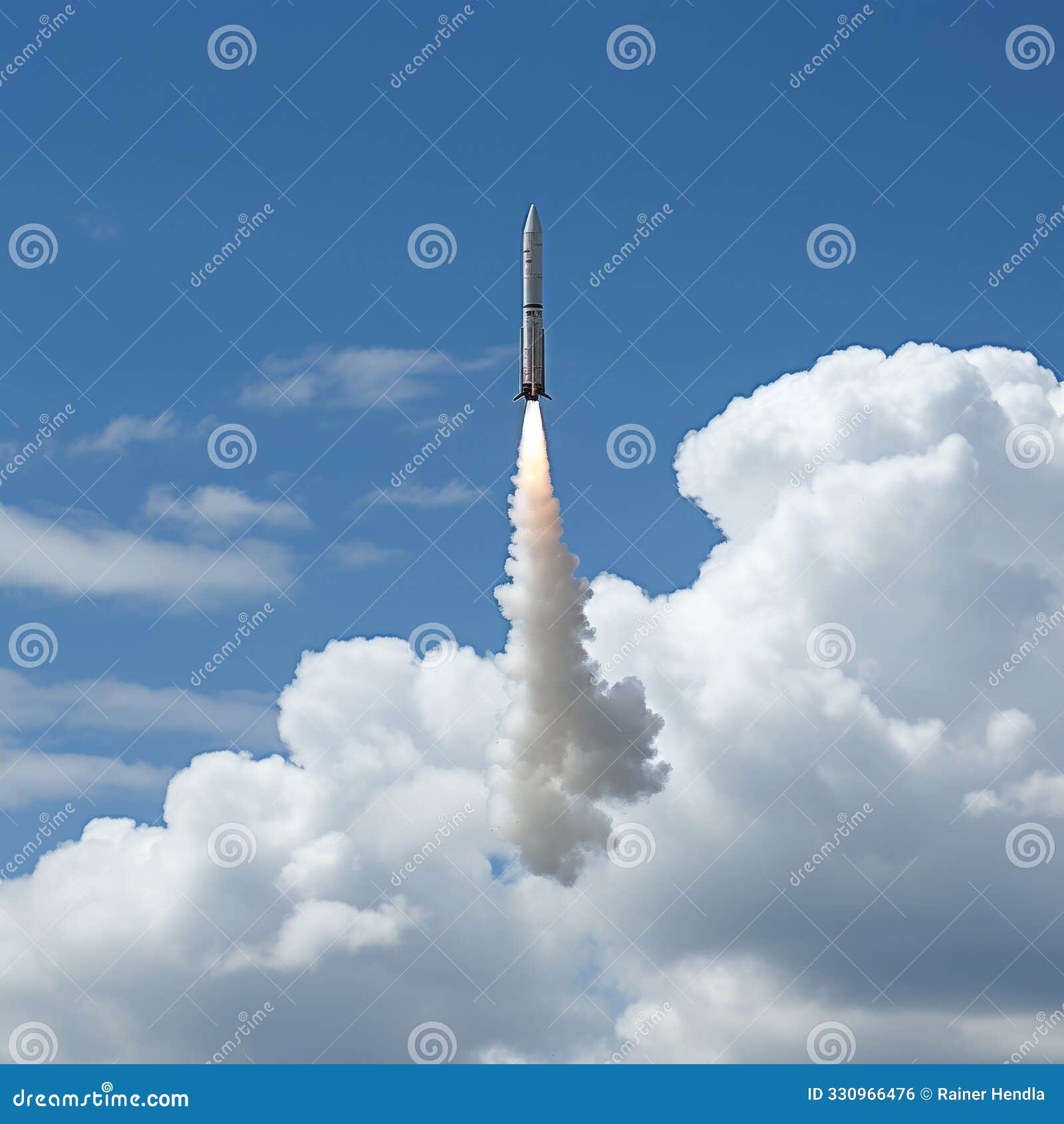 Impressive View of a Missile Launch with a Bright Contrail Against a ...