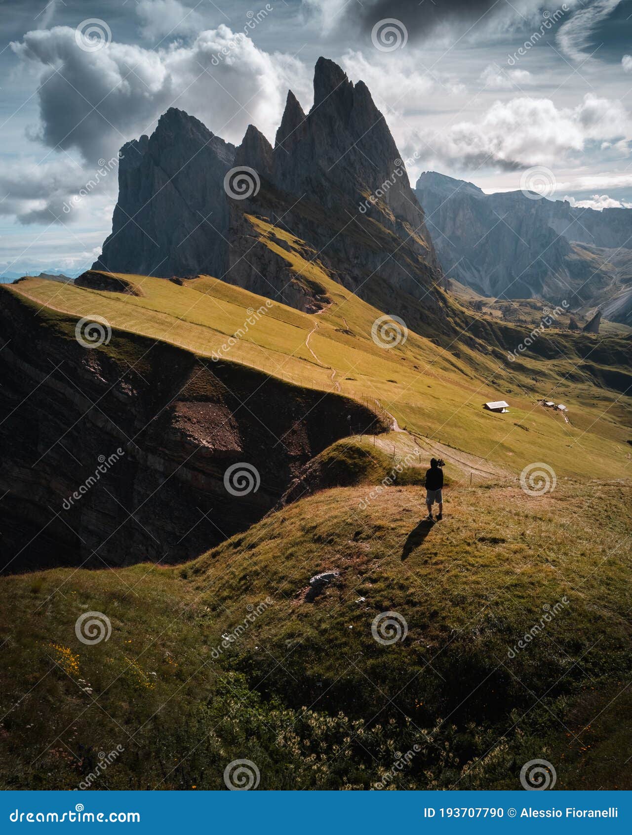 Impressive View of Seceda, Dolomites with Person Stock Photo - Image of ...