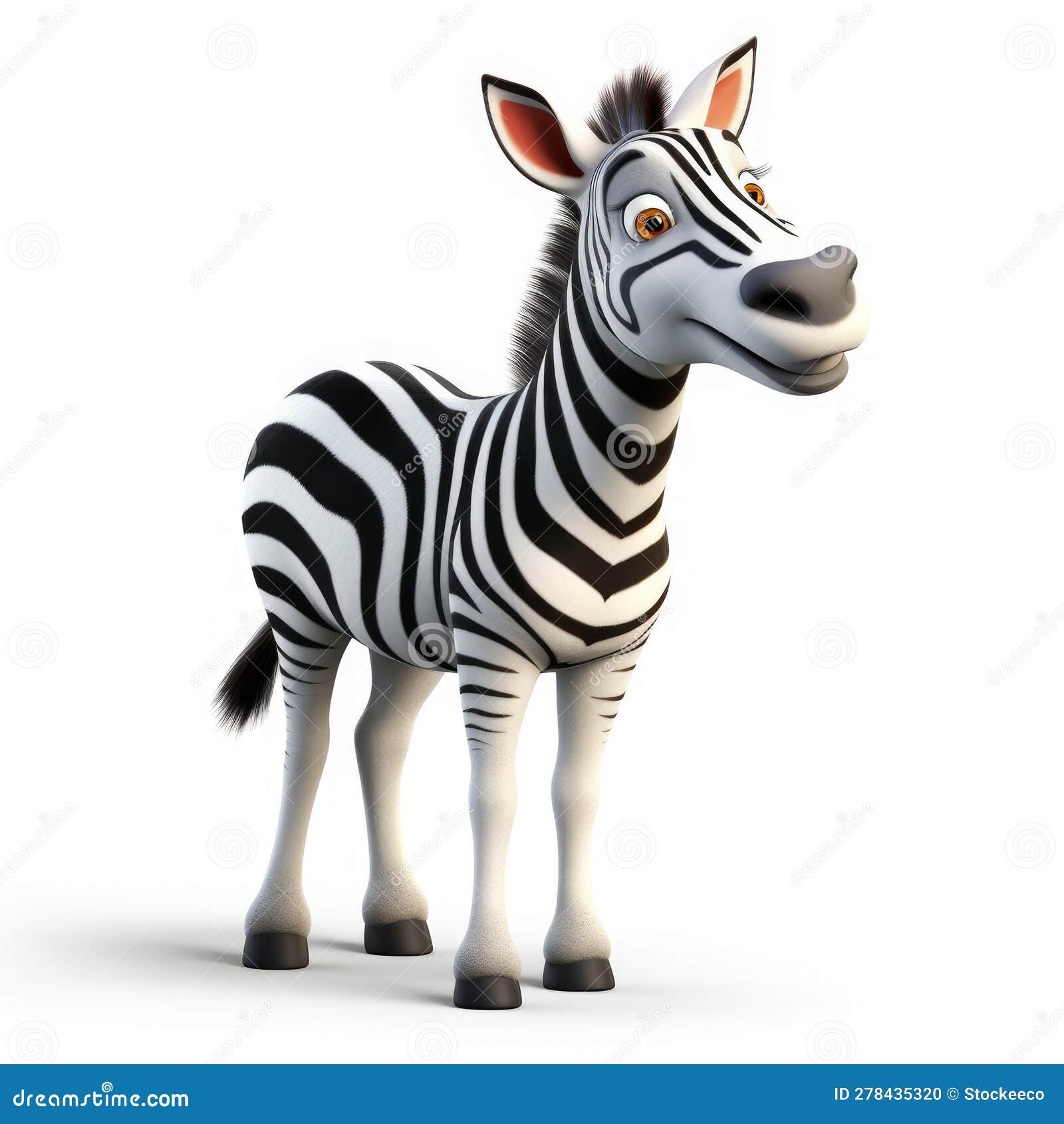 Realistic Zebra in Pixar Style on White Background in 8k Uhd Stock ...