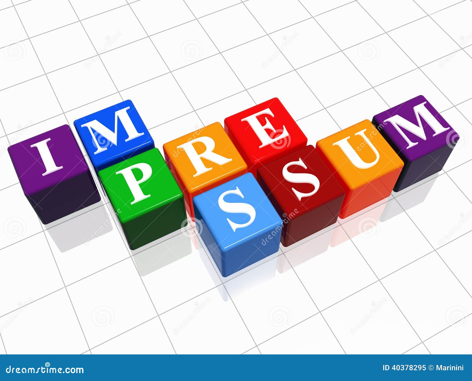 Impressum in color cubes stock image. Image of claim - 40378295