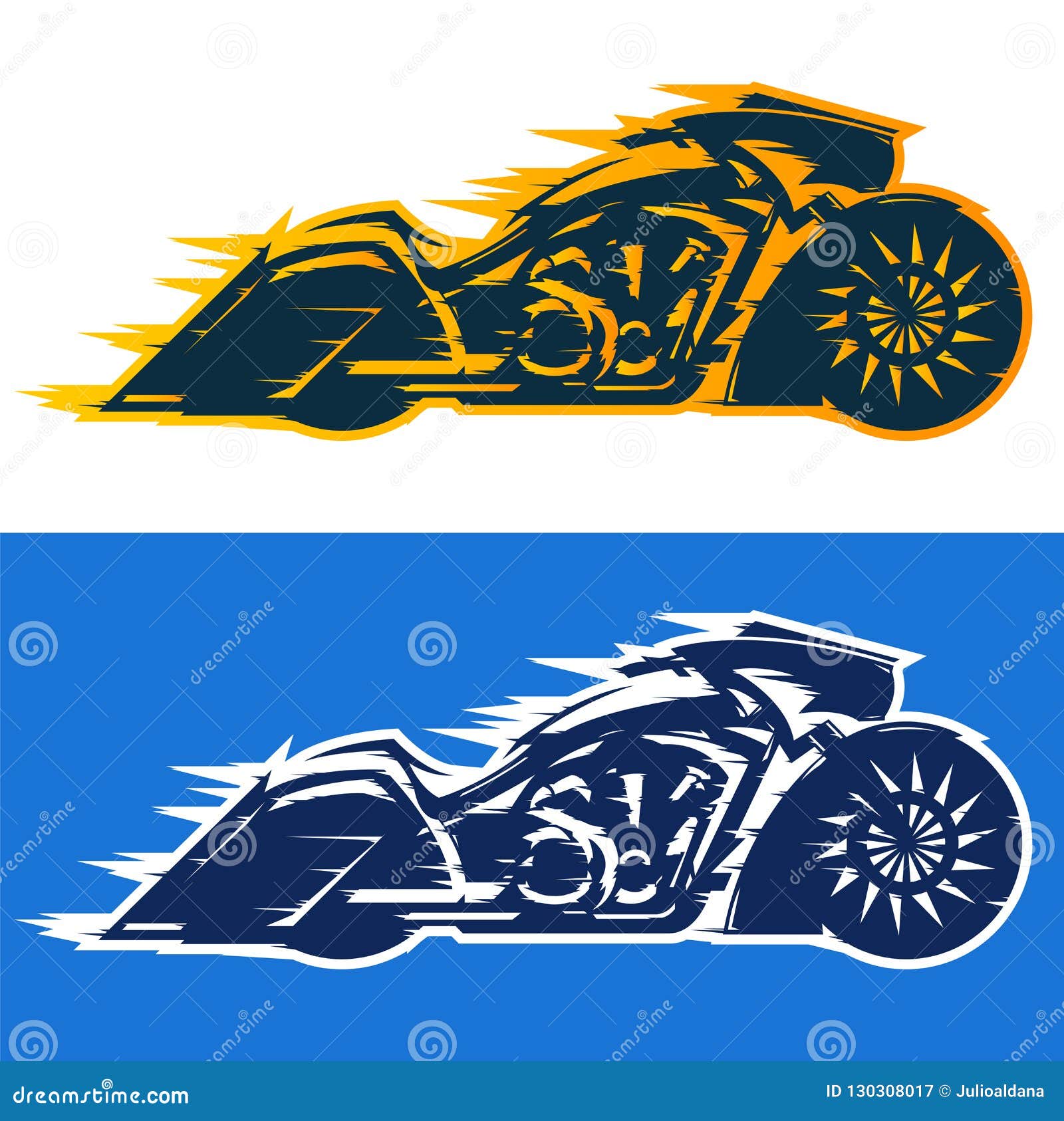 Motorcycle Vector Illustration Bagger Style Stock Vector - Illustration ...