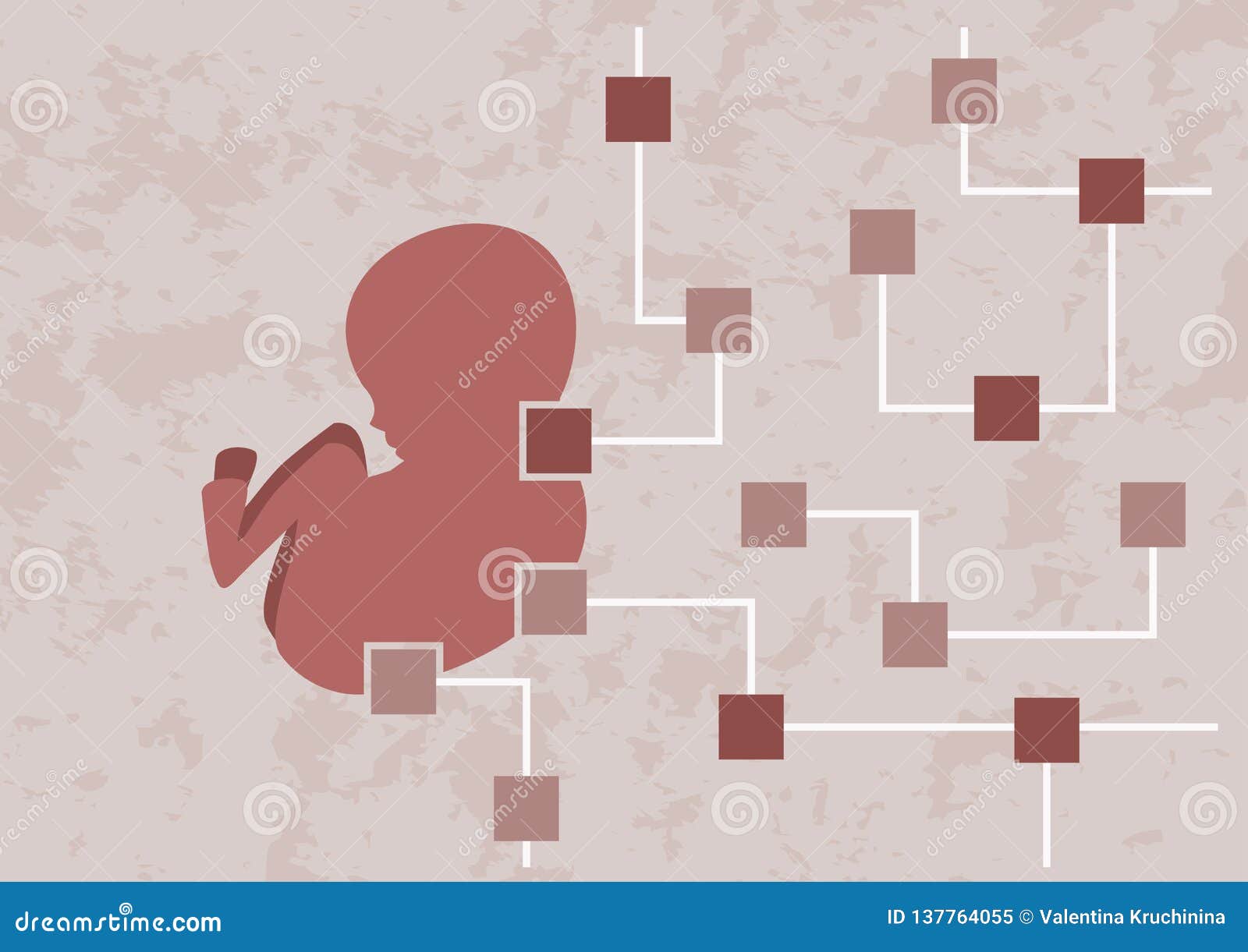 Baby Embryo In Womb, One Art Line Continuous Drawing. Silhouette Cute ...