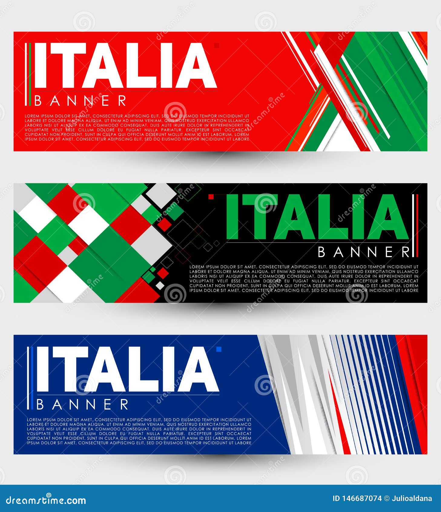 Italia Italy Modern Banner Template Vector Set Design Stock Vector ...