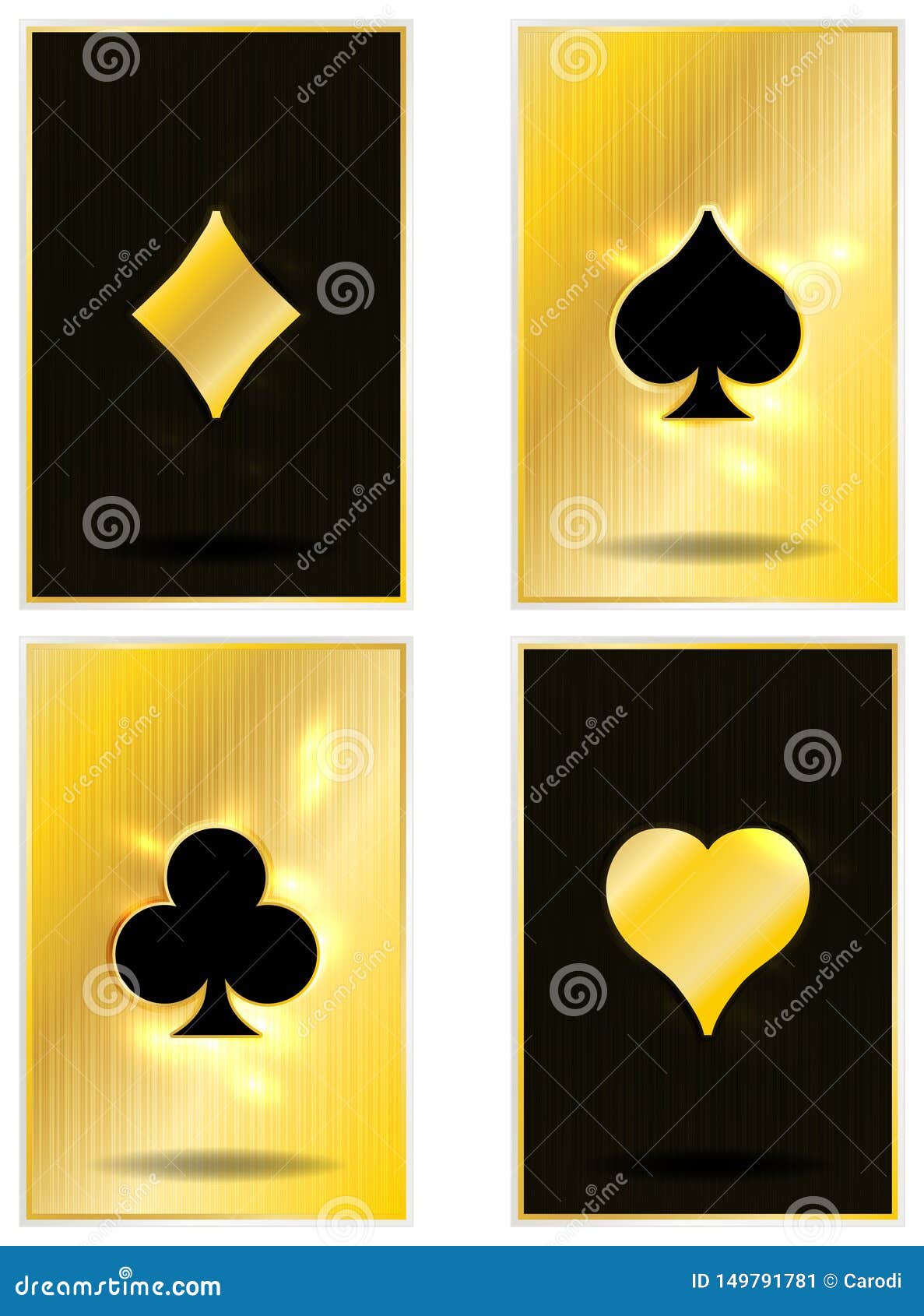 Golden poker cards, vector stock vector. Illustration of diamond ...