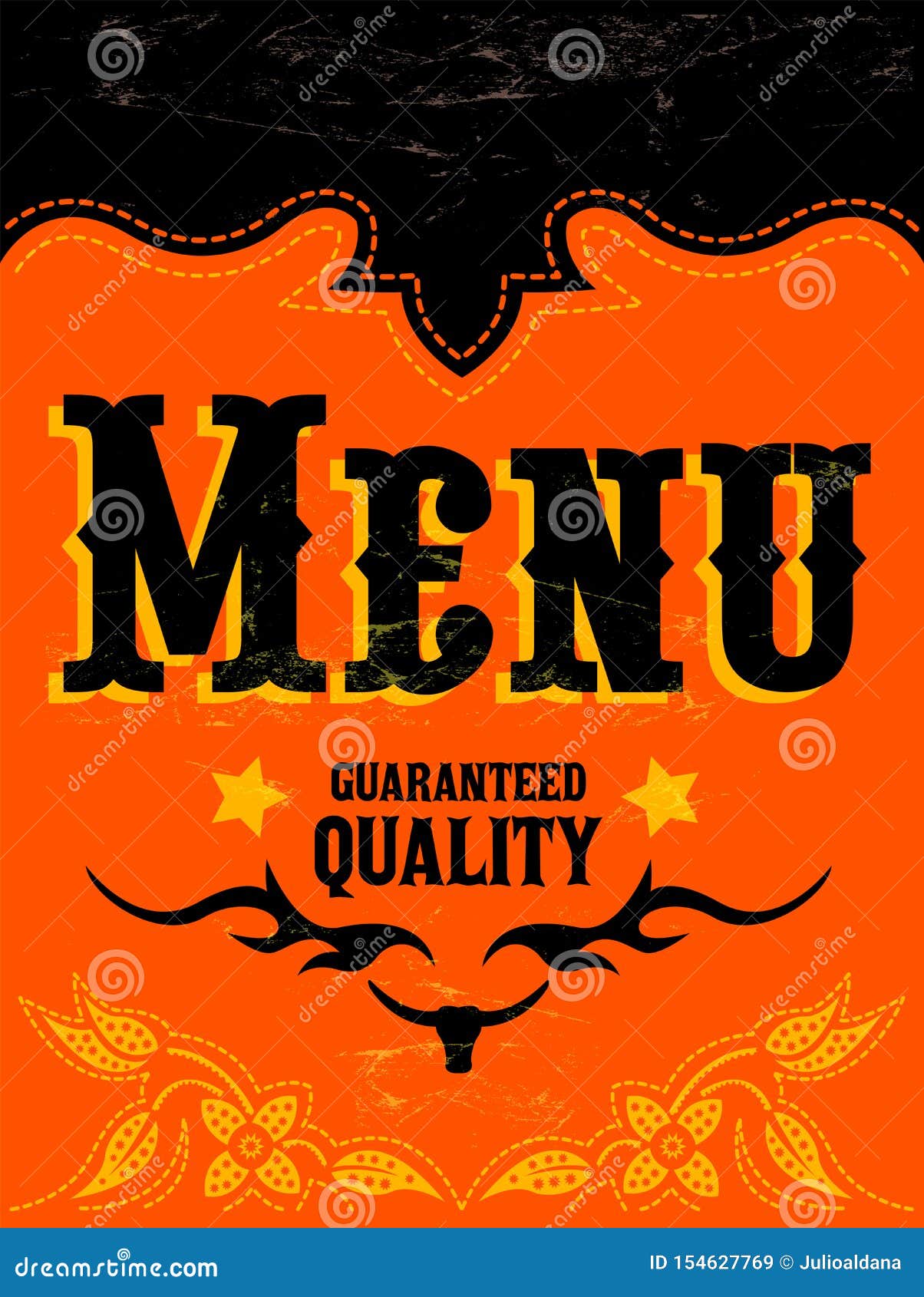 Restaurant Menu Design, Western Wild West Style Vector Cover. Stock ...