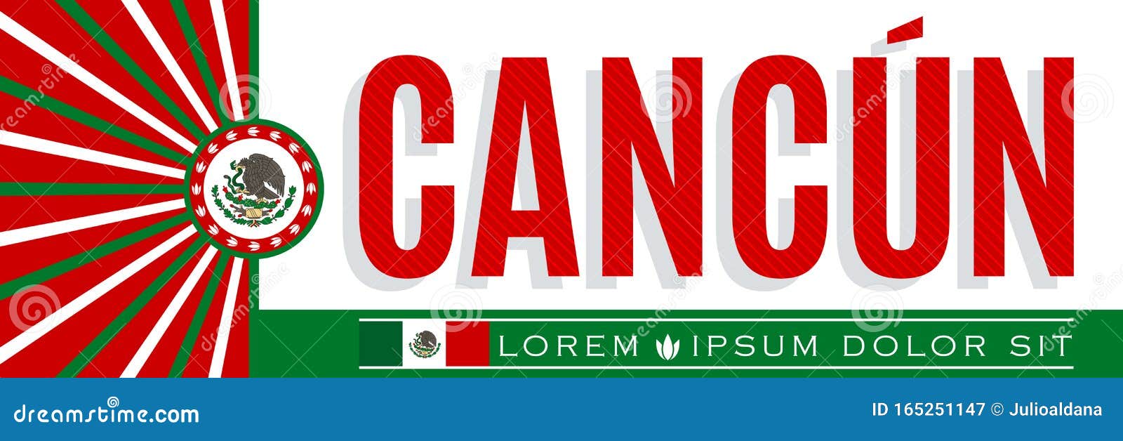 Cancun Mexico City Patriotic Banner Vector Illustration. Stock Vector ...