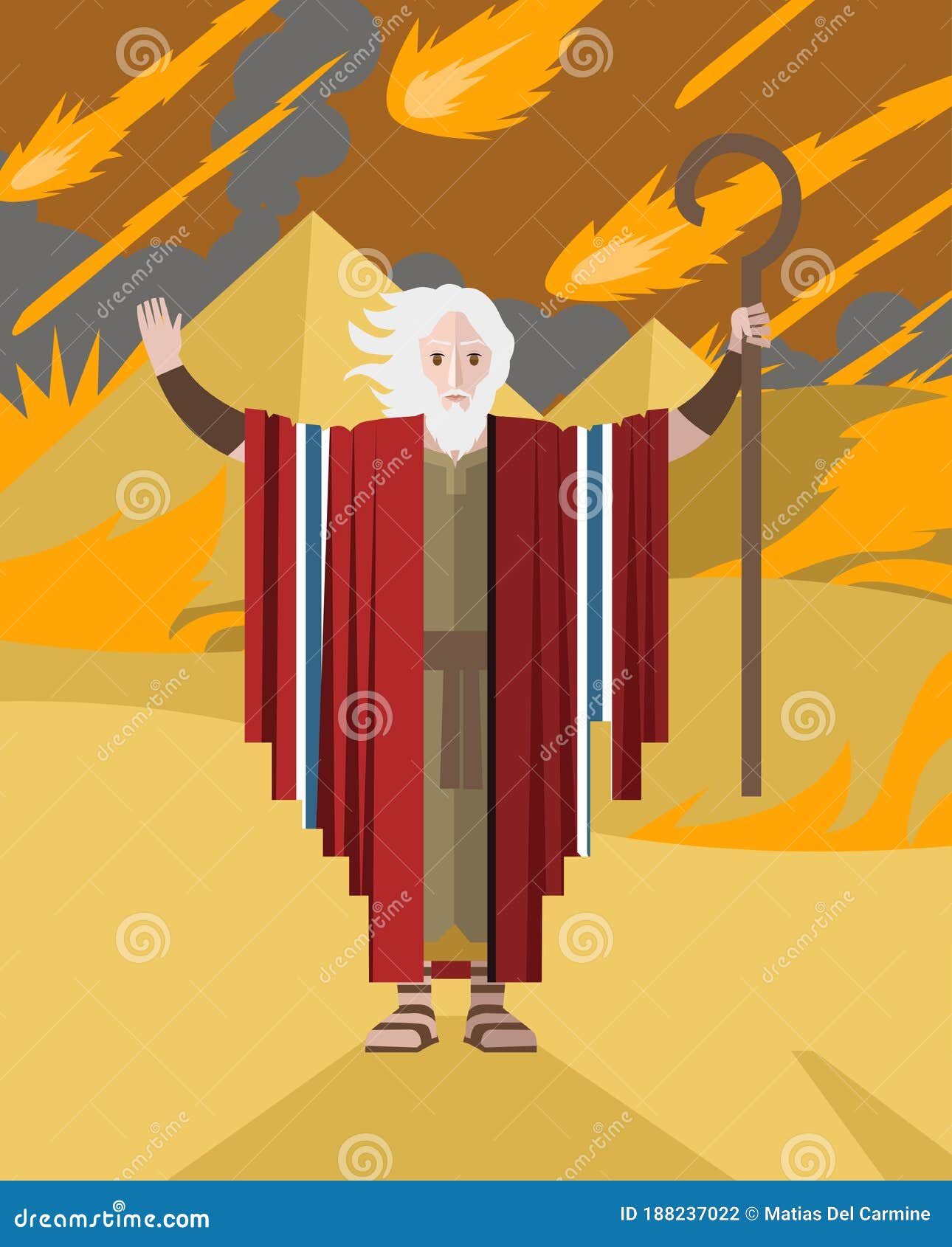 Moses With The Staff. Vector Drawing | CartoonDealer.com #218762904
