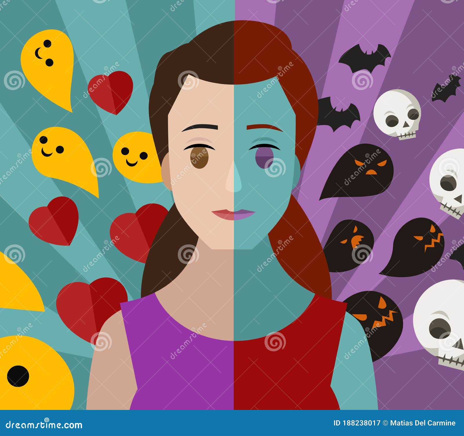 Bipolar Double Personality Mental Disorder Girl Woman Bad and Good ...